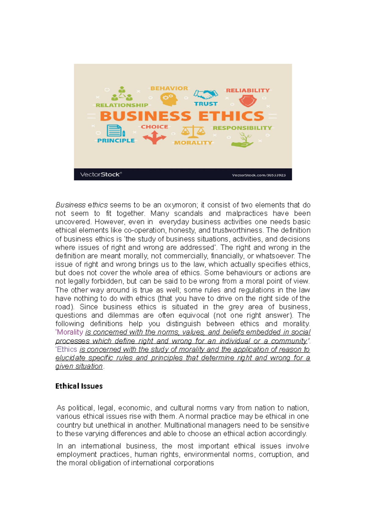 Business Ethics - Many scandals and malpractices have been uncovered ...