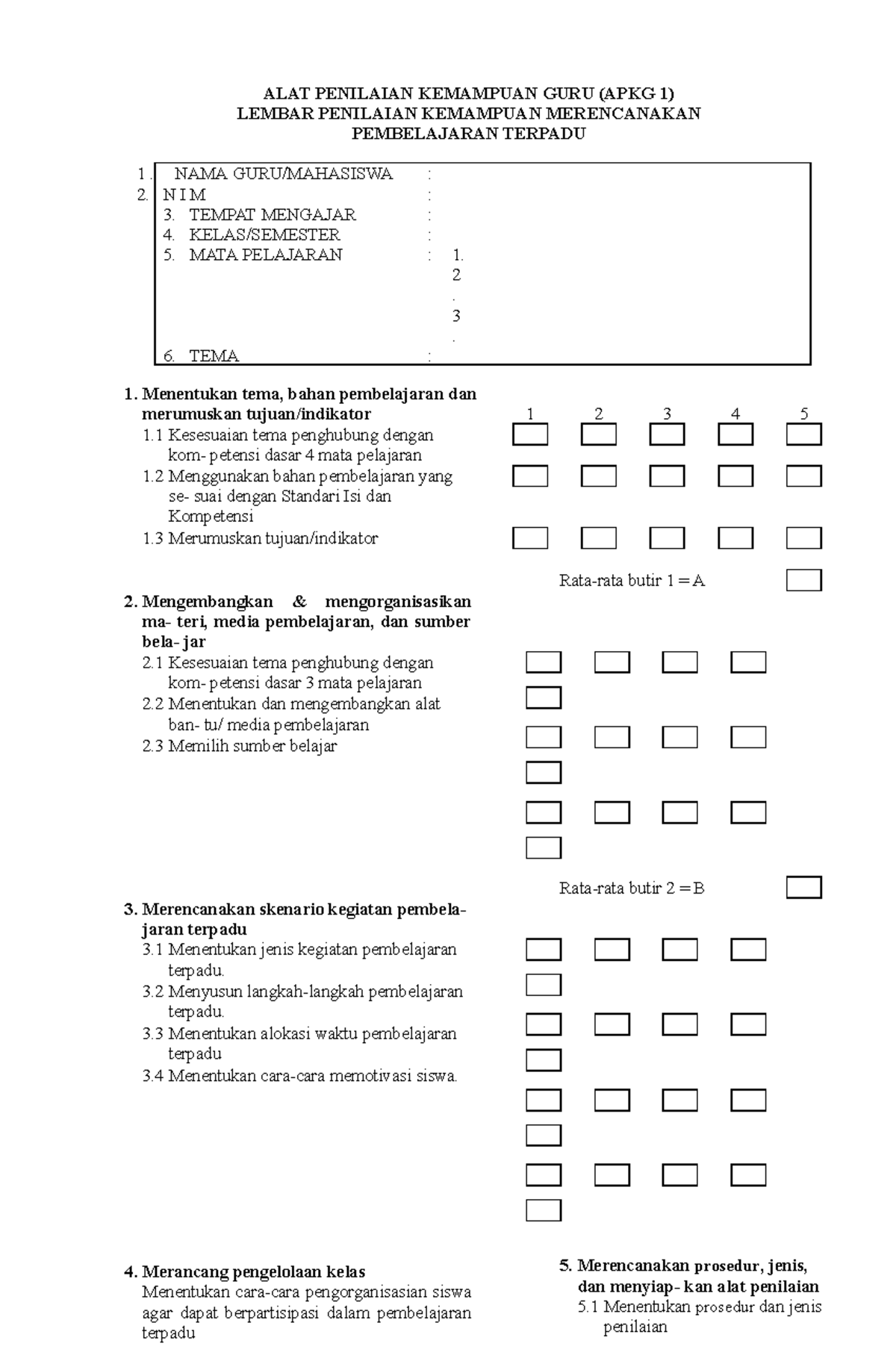 APKG 1 dan 2 - contoh apkg - ALAT PENILAIAN KEMAMPUAN GURU (APKG 1 ...