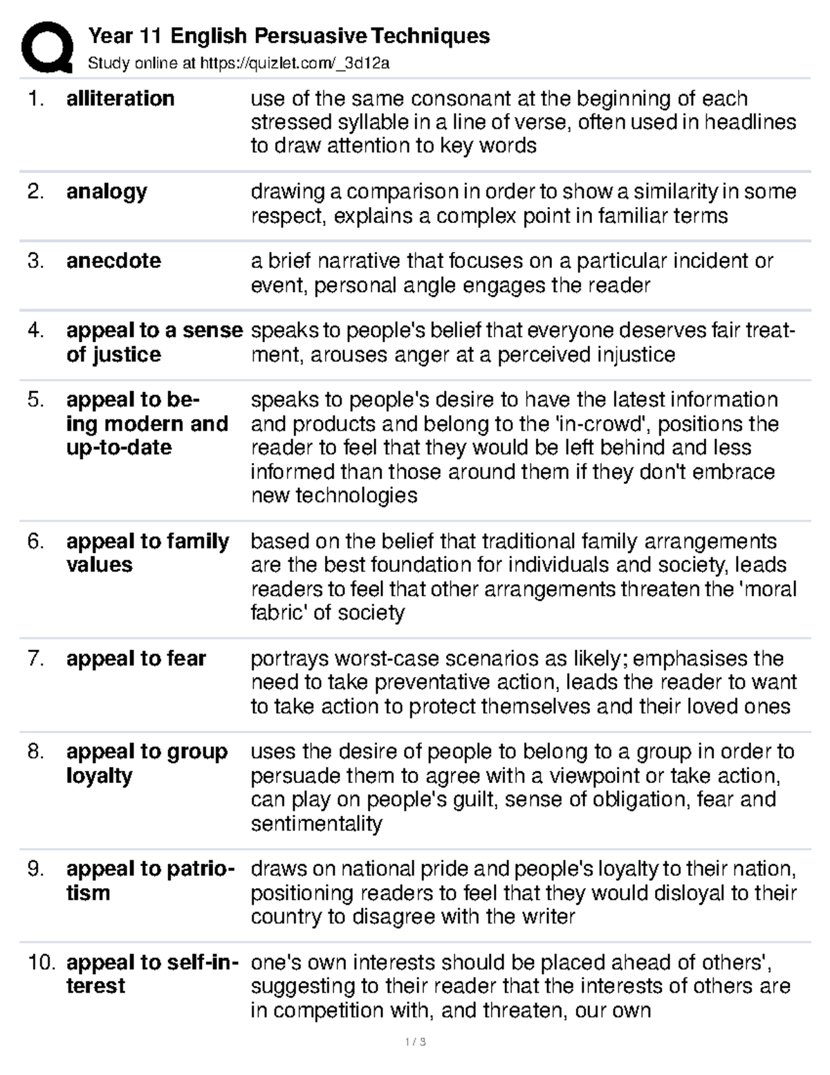 Persuasive techniques - Year 11 English Persuasive Techniques Study ...