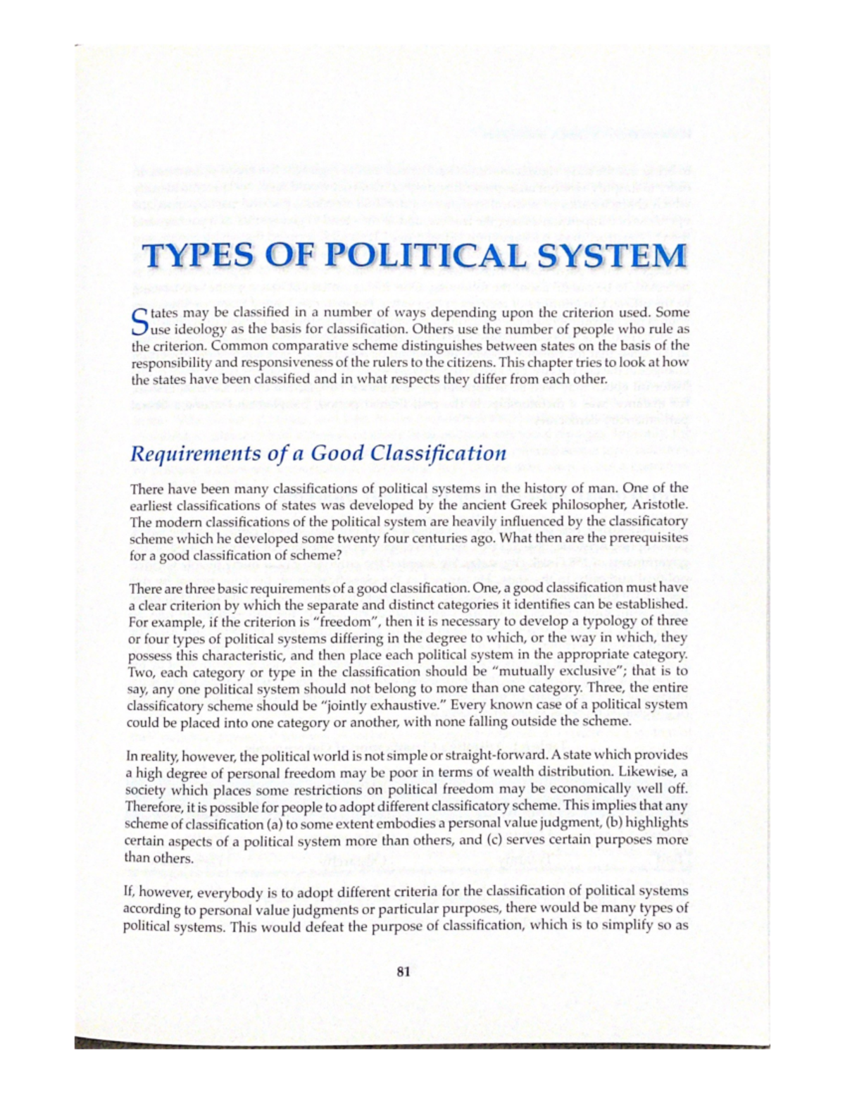 Types of Political System - Political science - Studocu