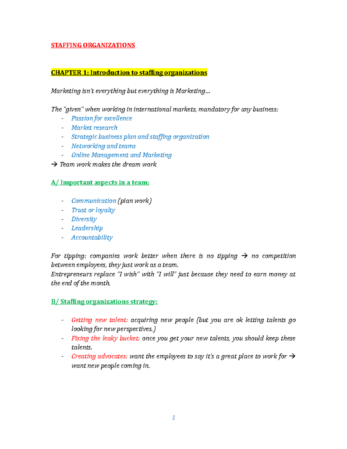 Staffing Organizations - STAFFING ORGANIZATIONS CHAPTER 1: Introduction ...