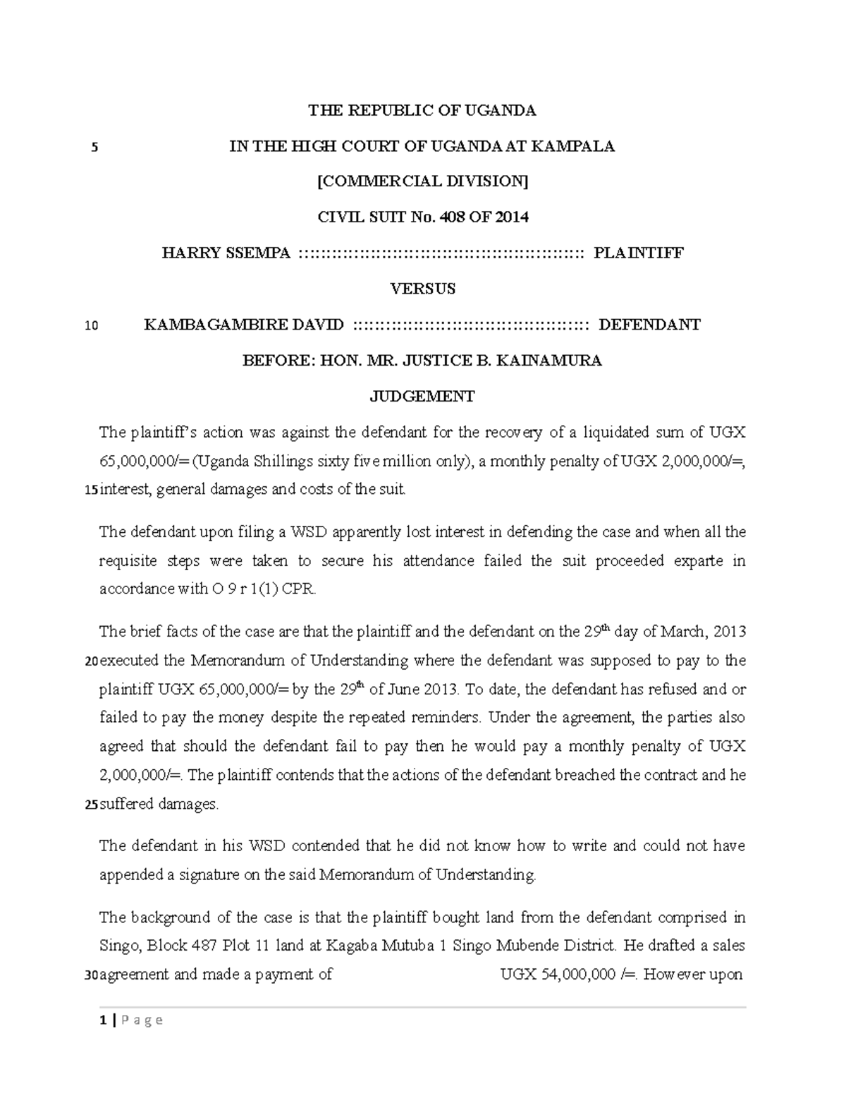 2017-ugcommc-133 0 - It's a case on the notes - THE REPUBLIC OF UGANDA ...