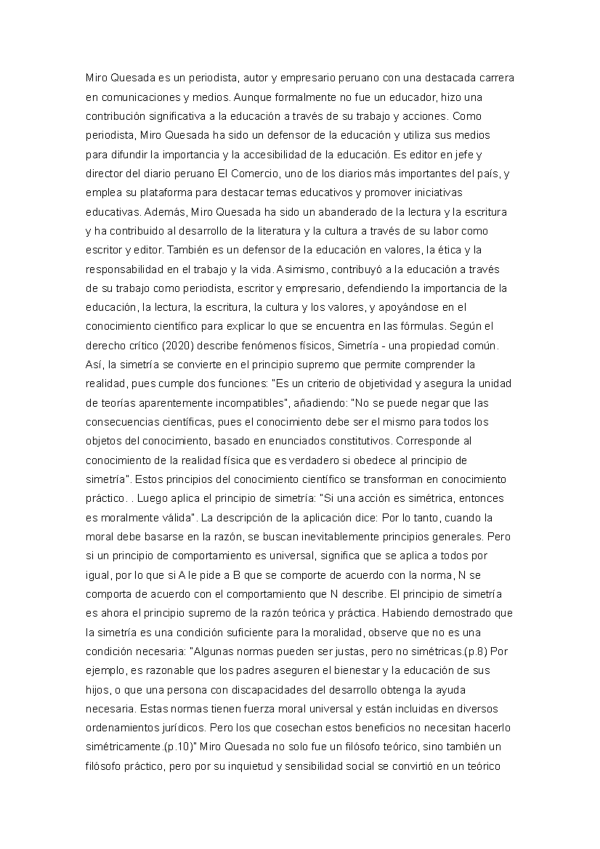 Los aportes de miro quesada - Miro Quesada es un periodista, autor y ...