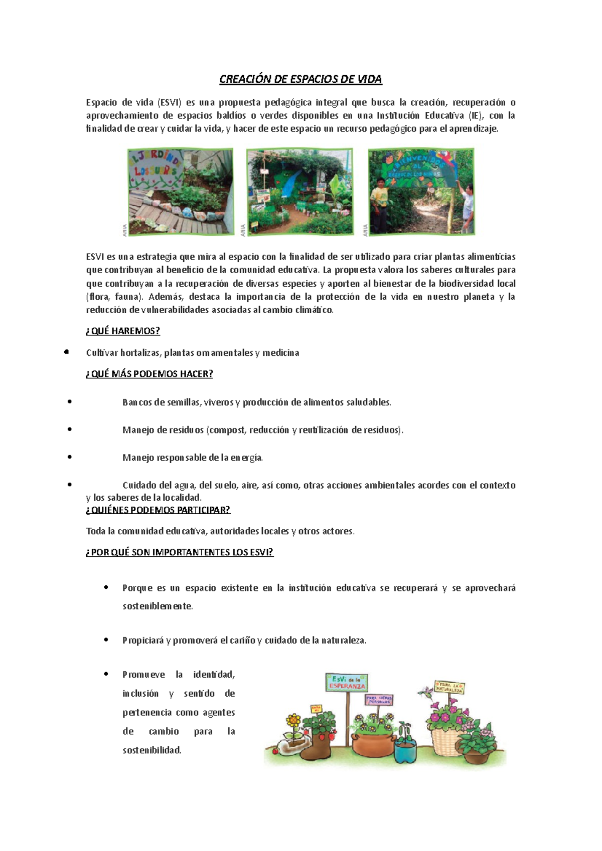 Material Sesión 09 - Creación de Espacio de vida(ESVI) - CREACIÓN DE ESPACIOS DE VIDA Espacio de ...