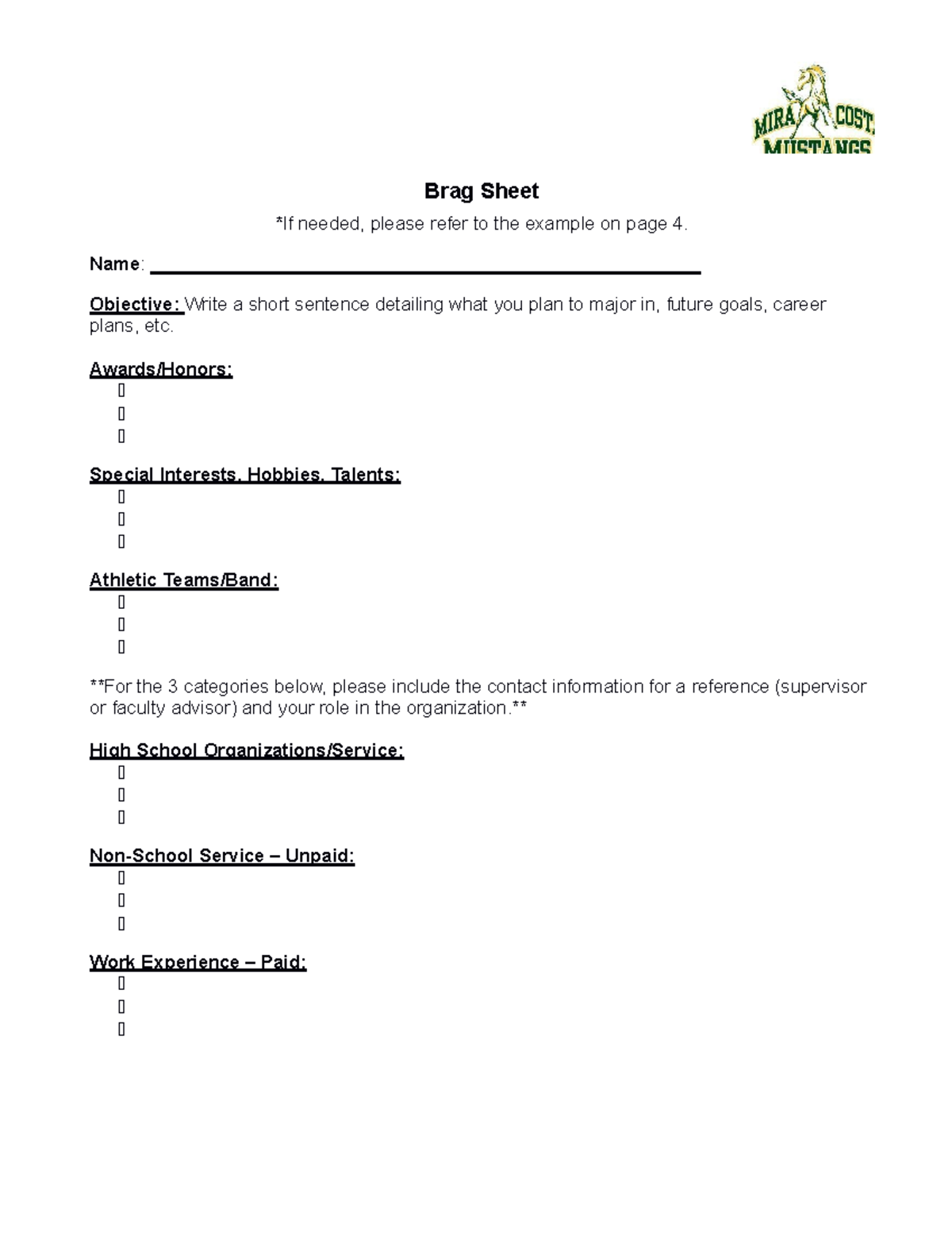 23-24Brag Sheet Templatee - Brag Sheet *If needed, please refer to the ...