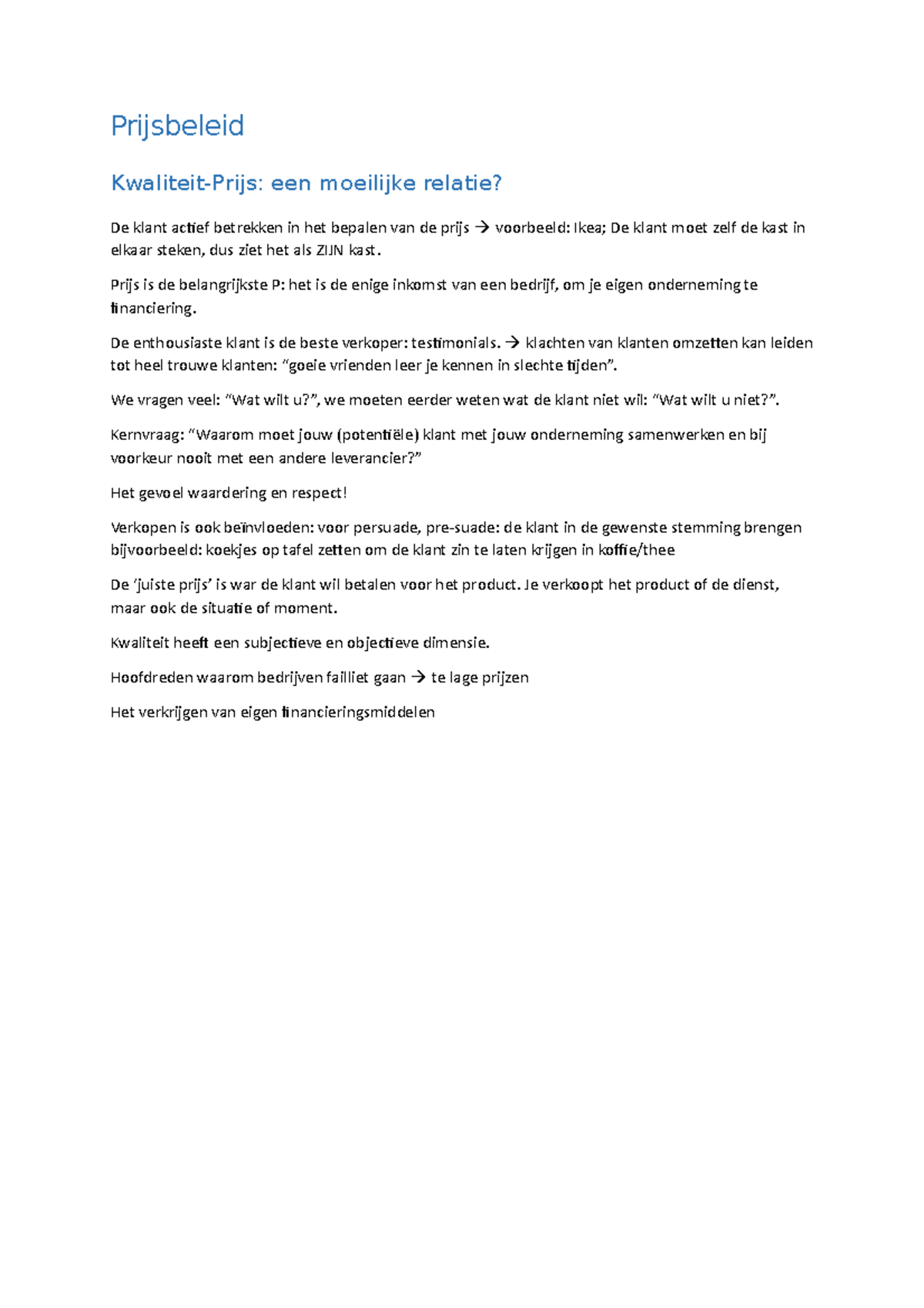 Prijsbeleid - Notities van lk Pieter Desmet in het jaar 2021 ...