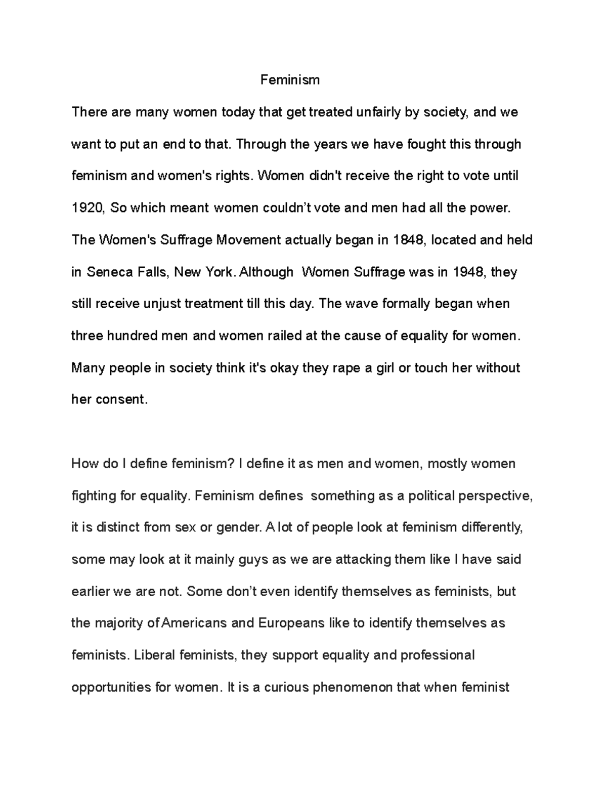 My speech for english ] - prof. m - Feminism There are many women today ...