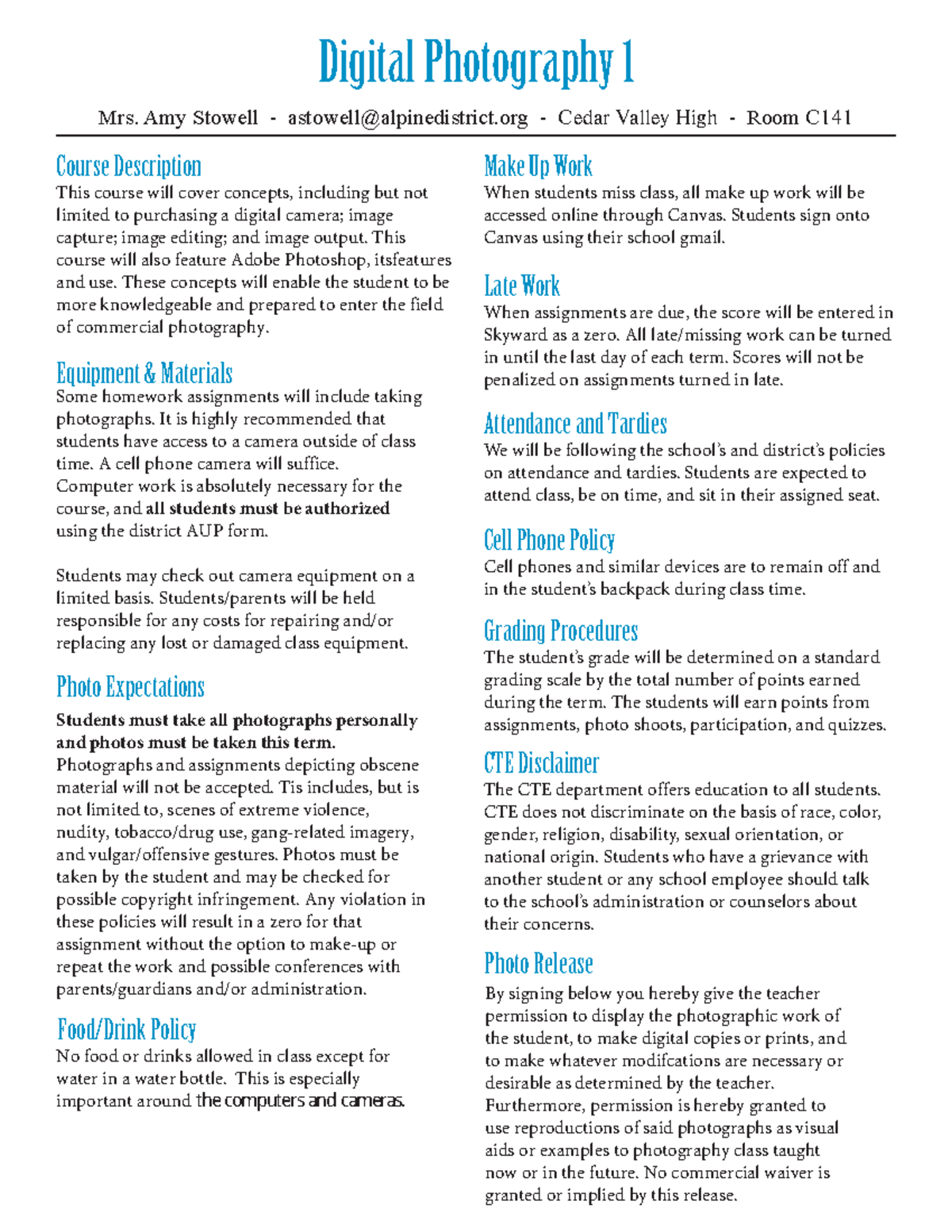 Caiden Evans - Photo 1 Disclosure 23-24 - Course Description This ...