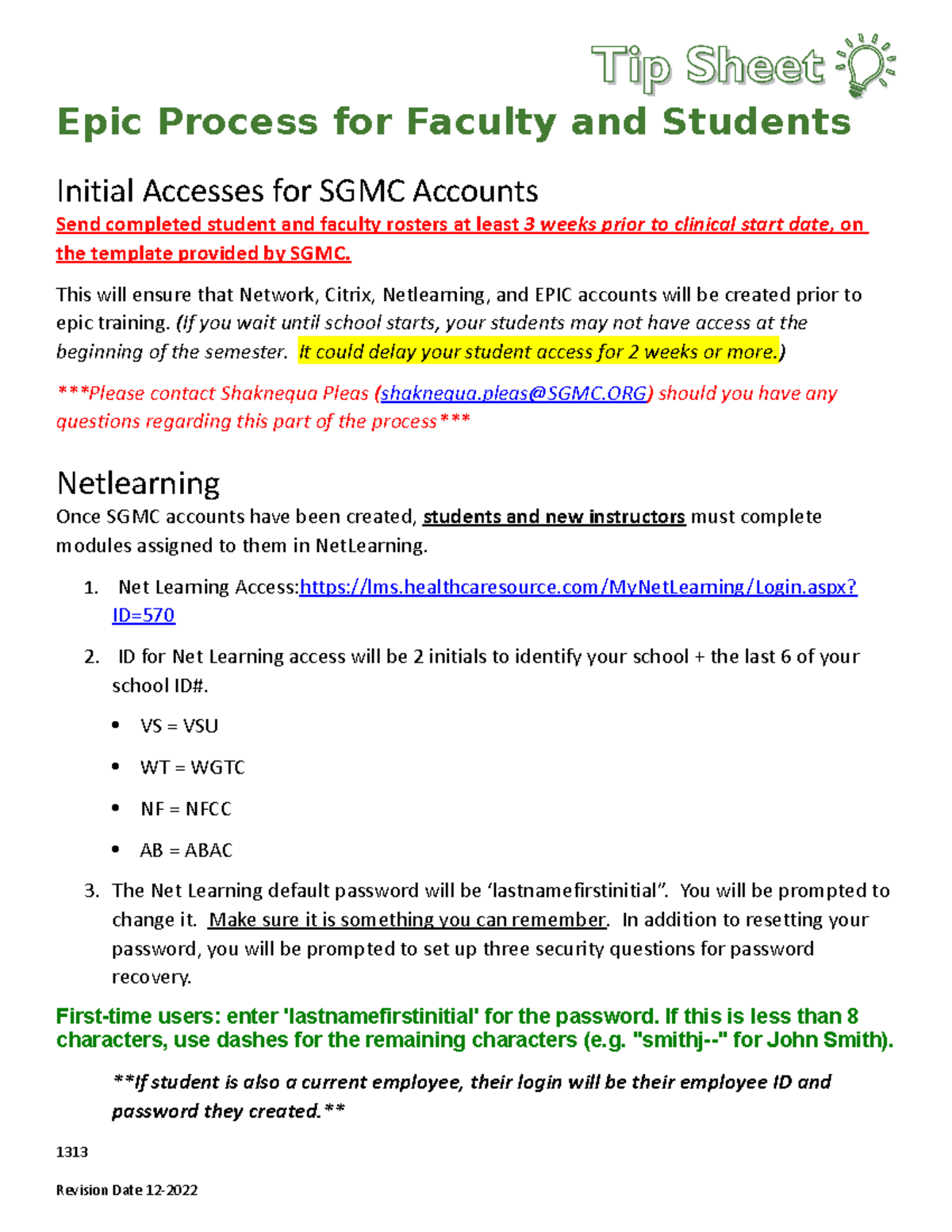 Epic process for Faculty and Students 2 (Updated 12-2022) - Epic ...