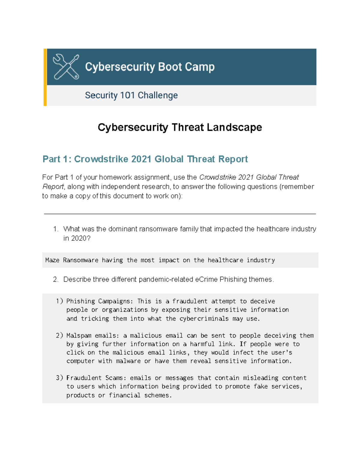 Module 1 Challenge - Cybersecurity Threat Landscape Part 1: Crowdstrike ...