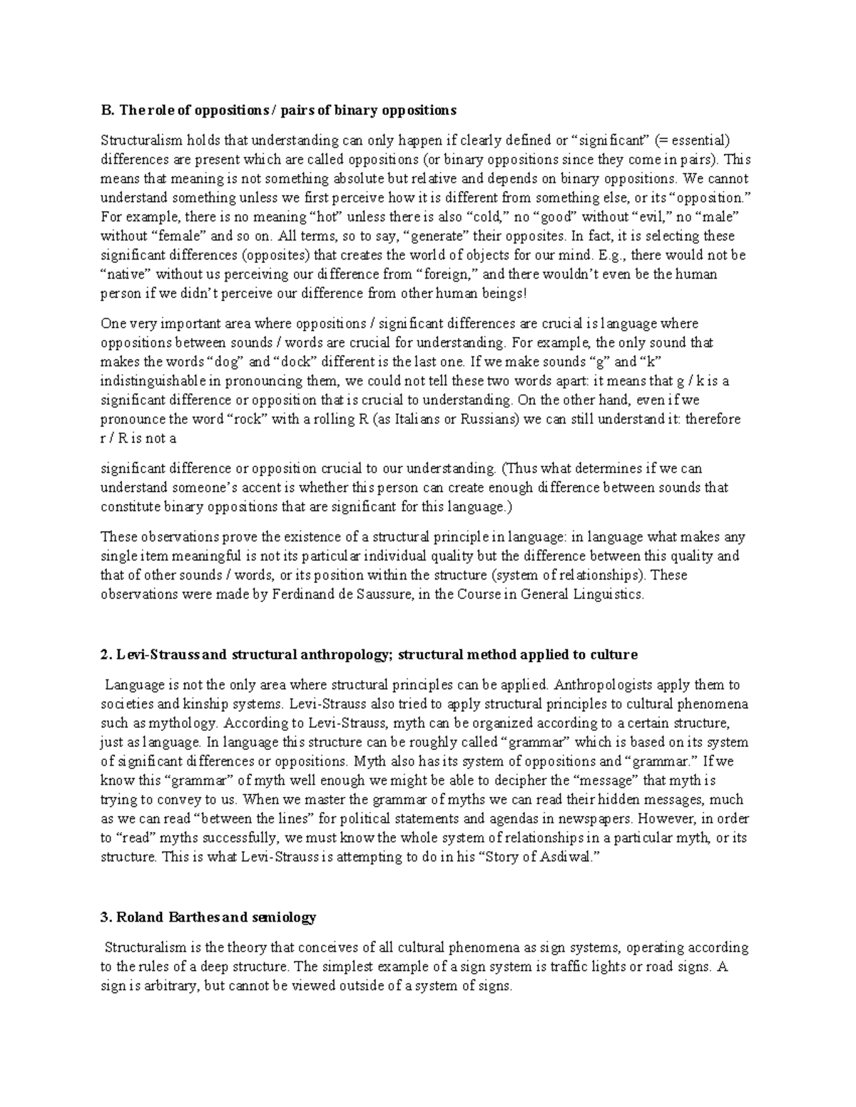 Structuralism Researches - B. The role of oppositions / pairs of binary ...