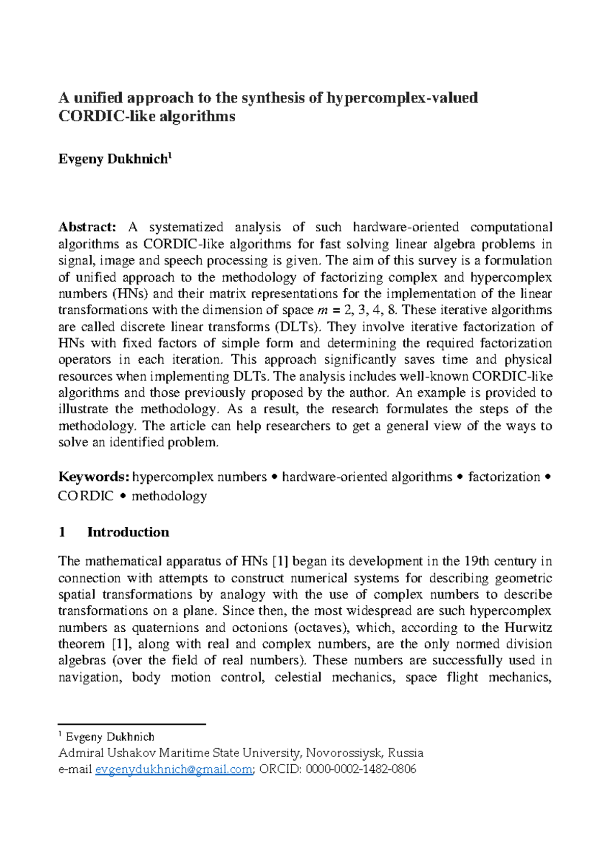 Dukhnich - pdf - A unified approach to the synthesis of hypercomplex-valued CORDIC-like ...