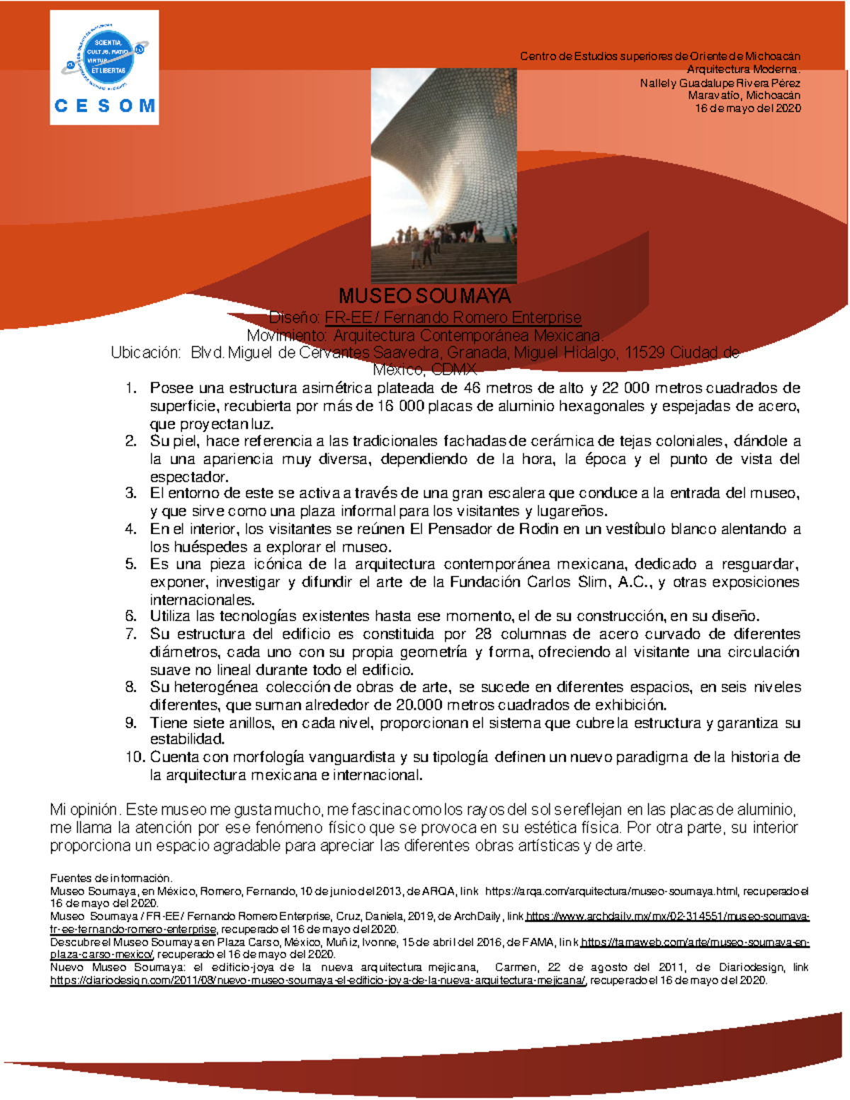 Museo Soumaya - Tarea. - Centro de Estudios superiores de Oriente de Michoacán Arquitectura ...