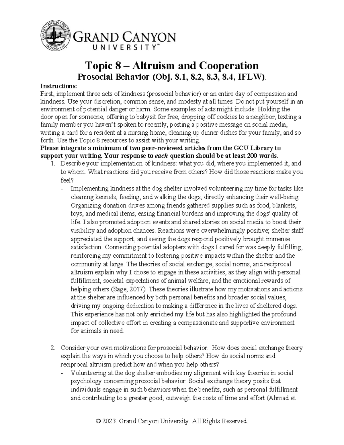 Prosocial Behavior Finished - Topic 8 – Altruism and Cooperation ...
