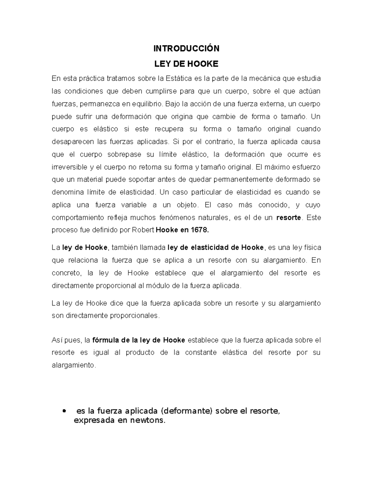 Introducciã N - RBFV - INTRODUCCIÓN LEY DE HOOKE En esta práctica ...