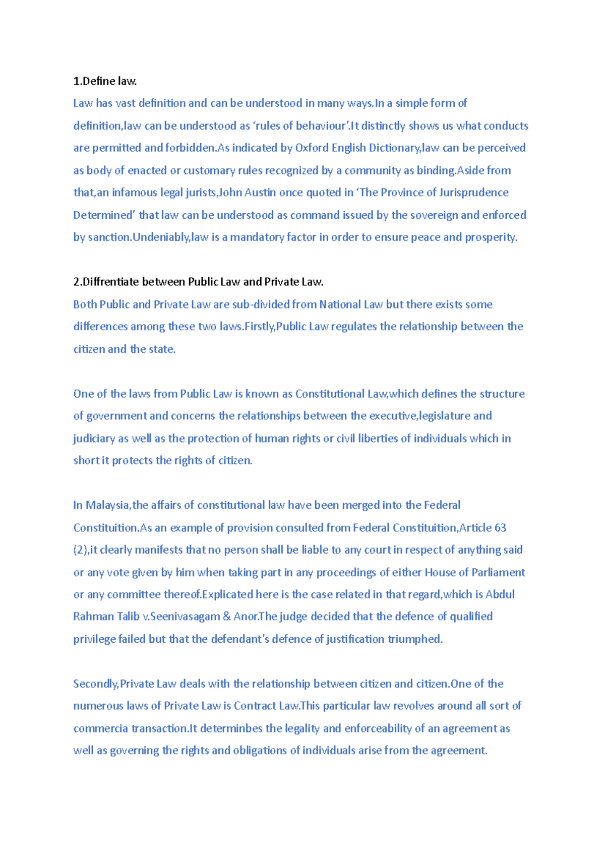 GPOL - 1 law. Law has vast definition and can be understood in many ...