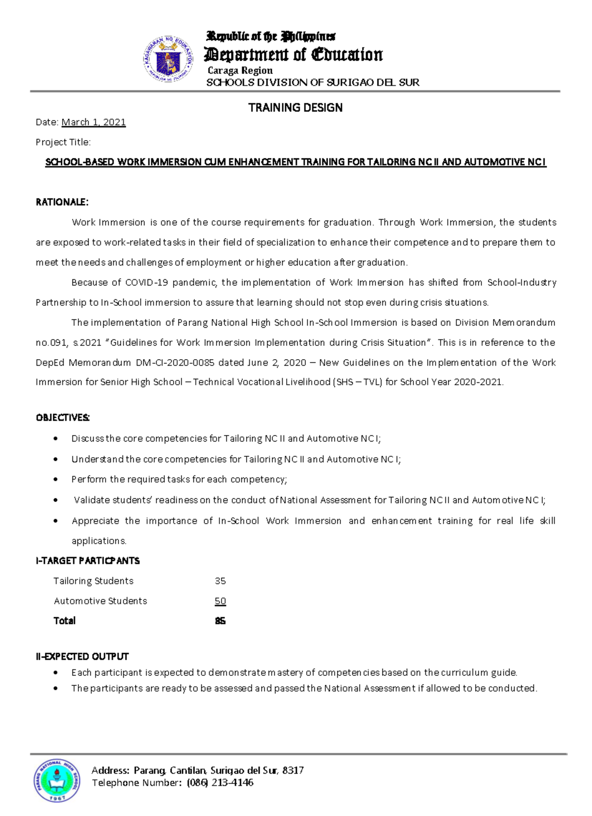 Training- Design - Department of Education Caraga Region SCHOOLS ...