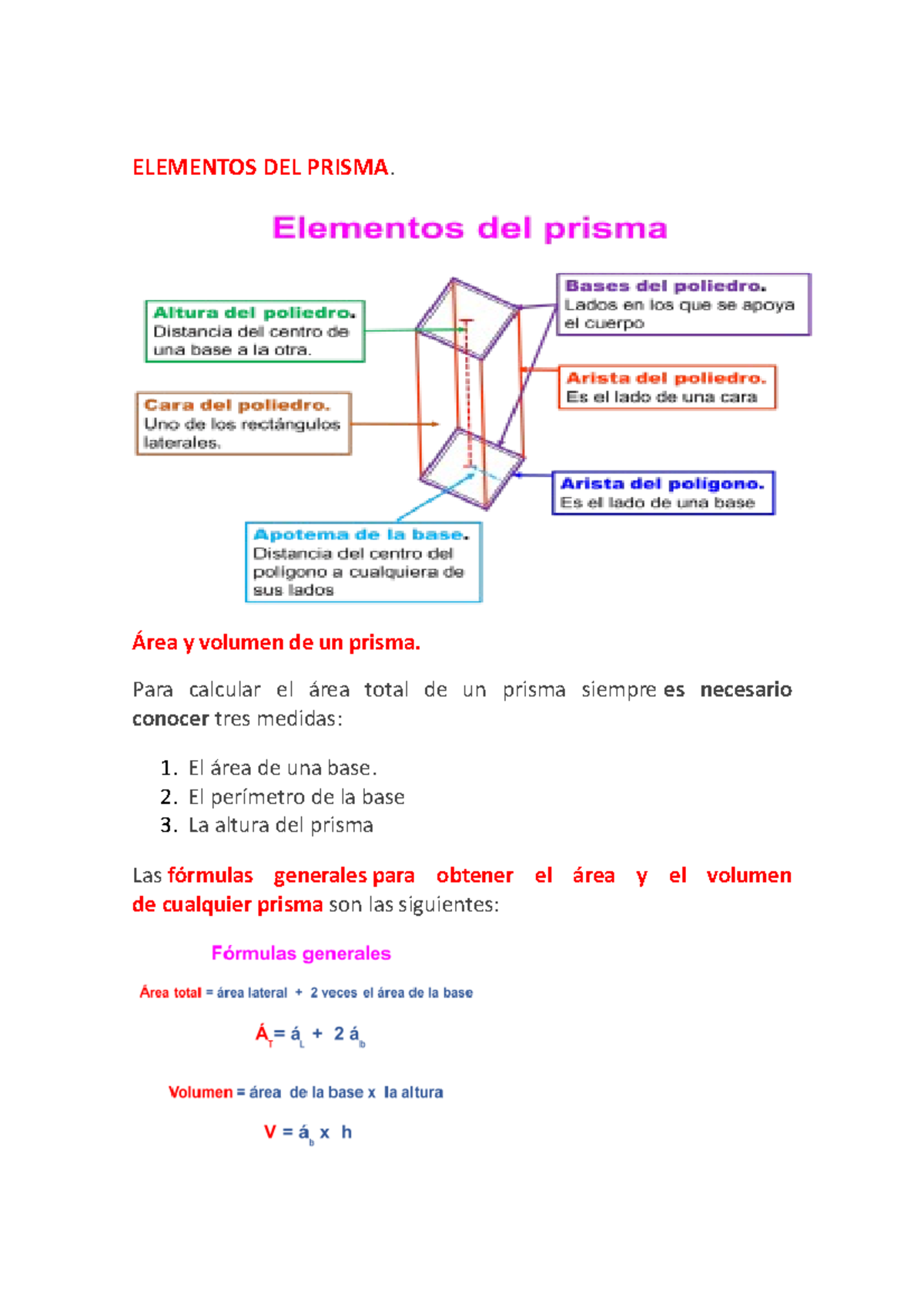 Elementos DEL Prisma - vamos - ELEMENTOS DEL PRISMA. Área y volumen de ...