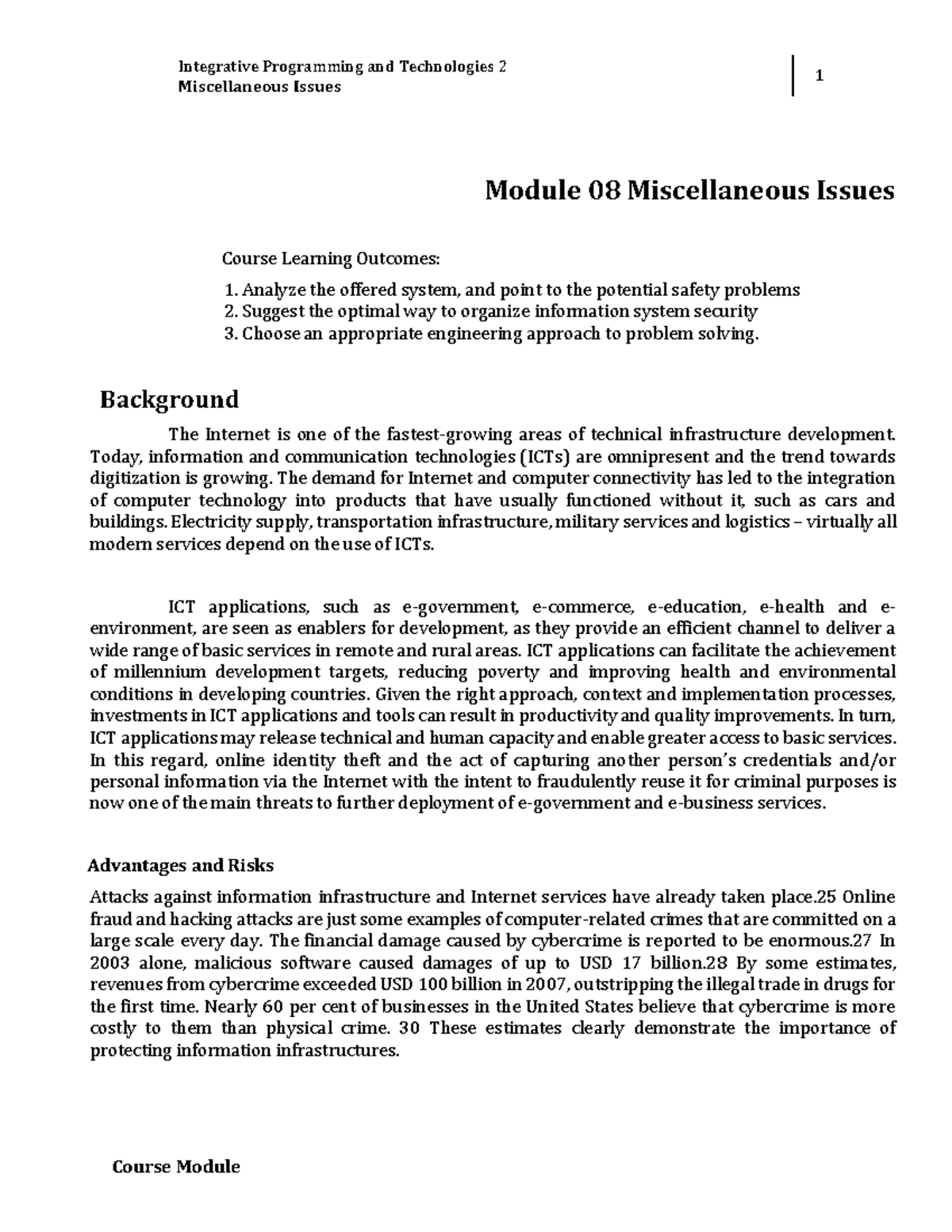 W9 Miscellaneous Issues - Miscellaneous Issues 1 Module 08 ...