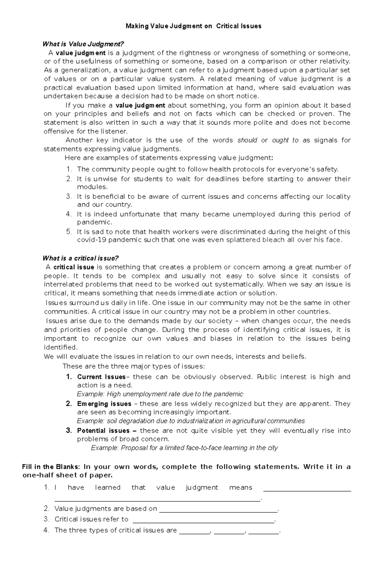 Inbound 5214767123517994319 - Making Value Judgment on Critical Issues ...