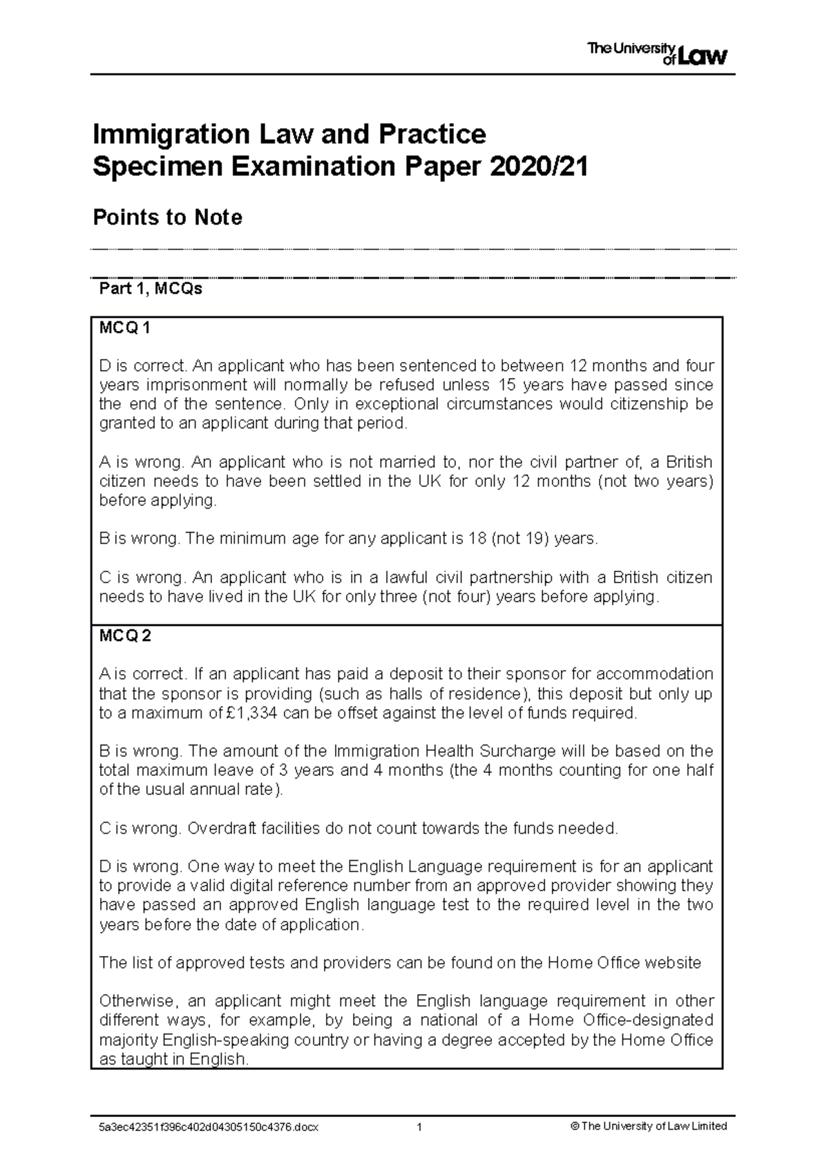2021 imm ce01 exam specimen q ptn - Immigration Law and Practice ...