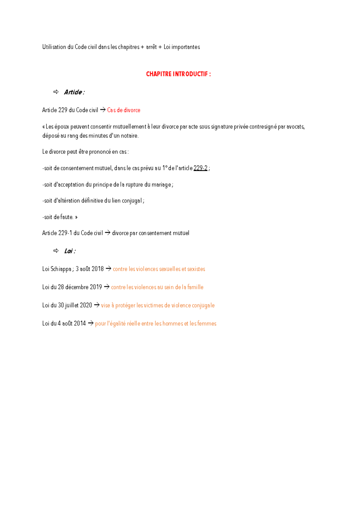 Utilisation du Code civil dans les chapitres - Le divorce peut être ...
