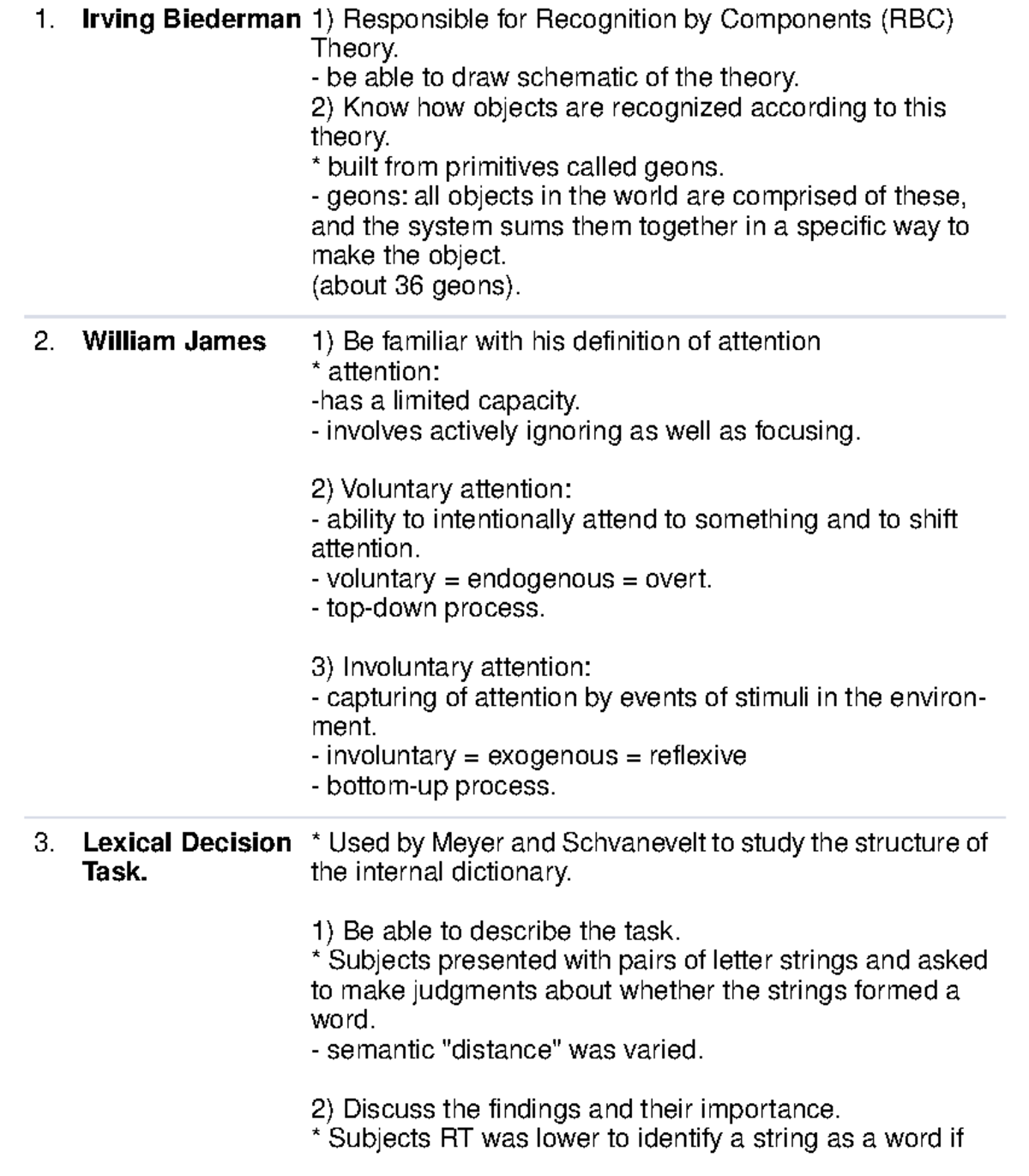 Cognitive NSC Exam 3 Review - Irving Biederman 1) Responsible for ...