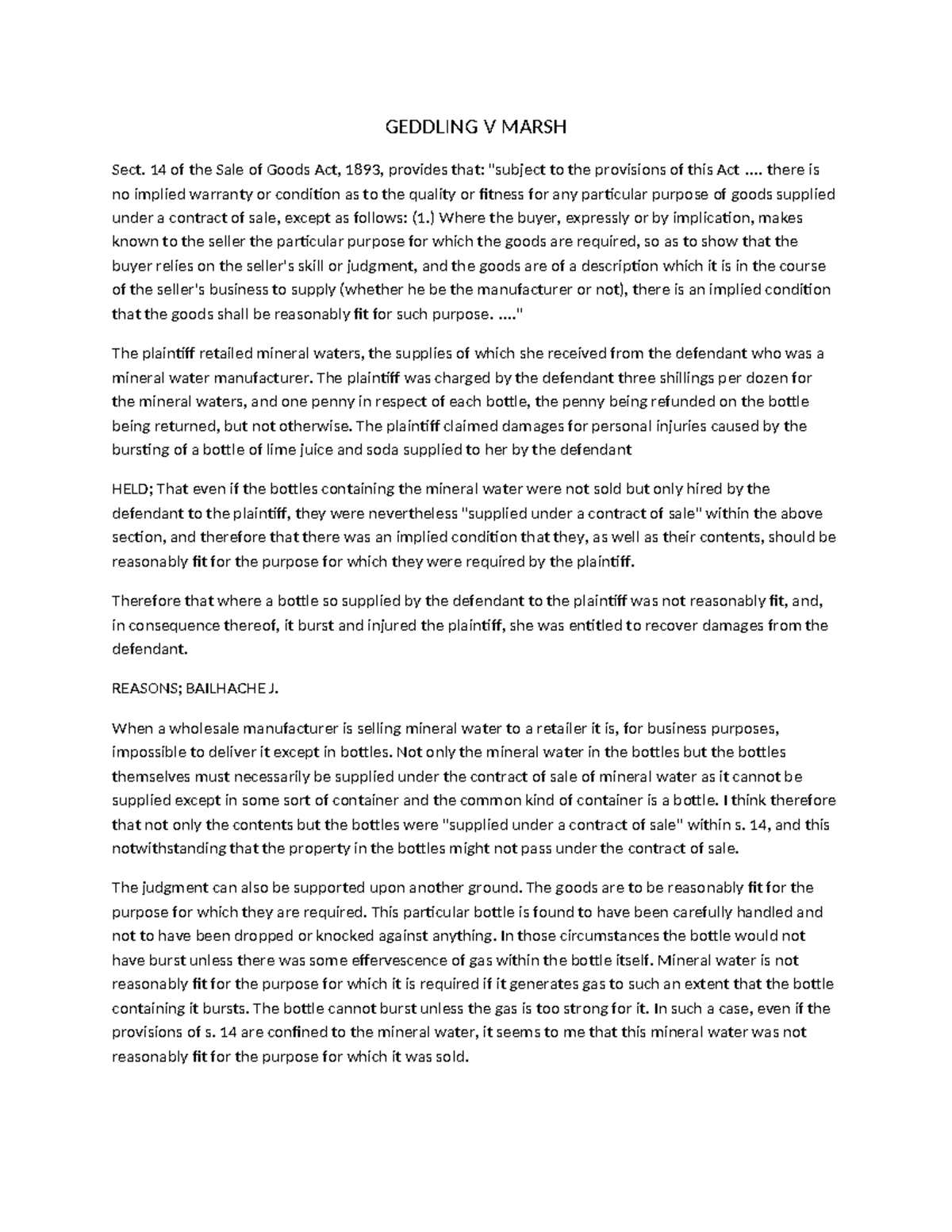 Brief Geddling V Marsh - caselaw - GEDDLING V MARSH Sect. 14 of the ...