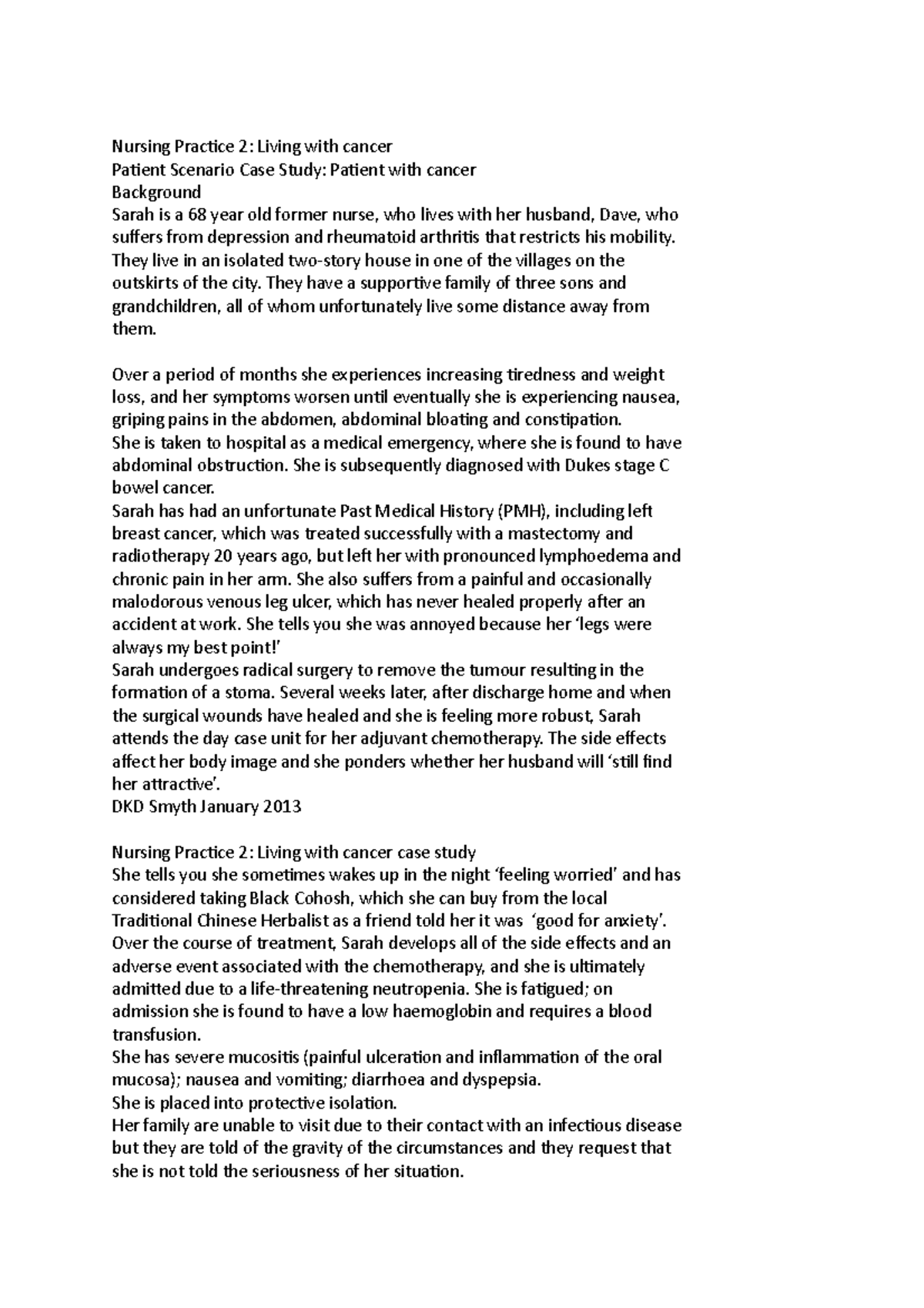 Living with cancer - Nursing Practice 2: Living with cancer Patient ...