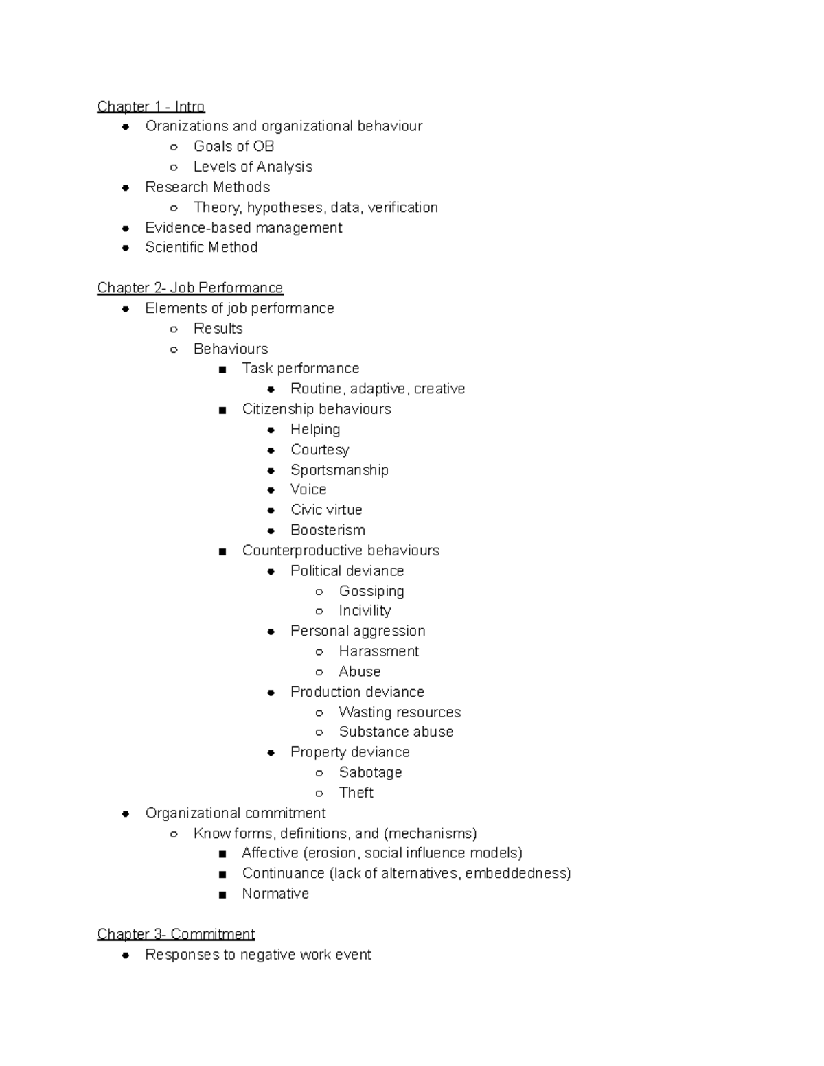 Exam Review Notes - ADM 2336 - Chapter 1 - Intro Oranizations and ...