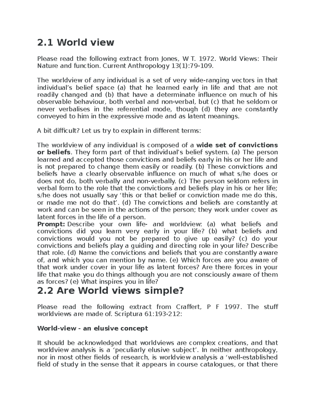 2 - World view and how it works for different people - 2 World view ...