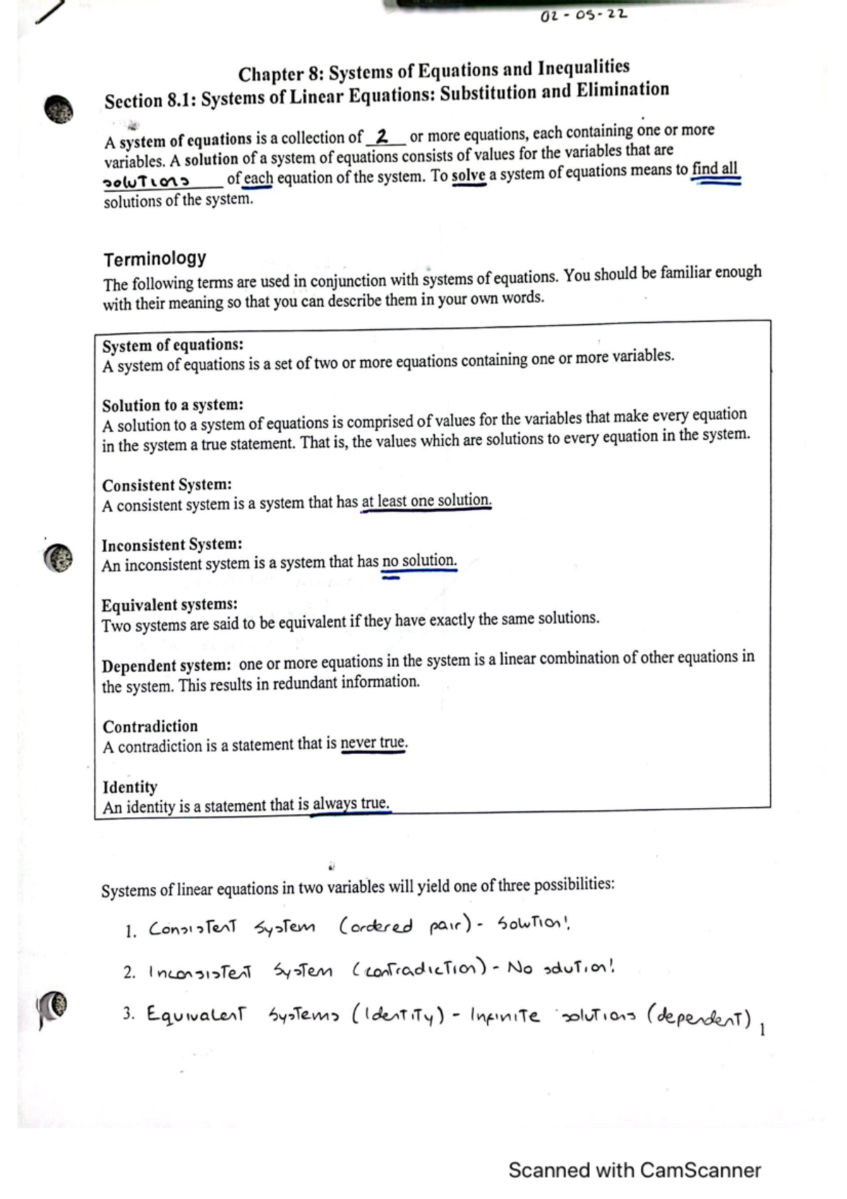 Math 131 Section 8.1 - Chapter 8: Systems of Equations and Inequalities ...