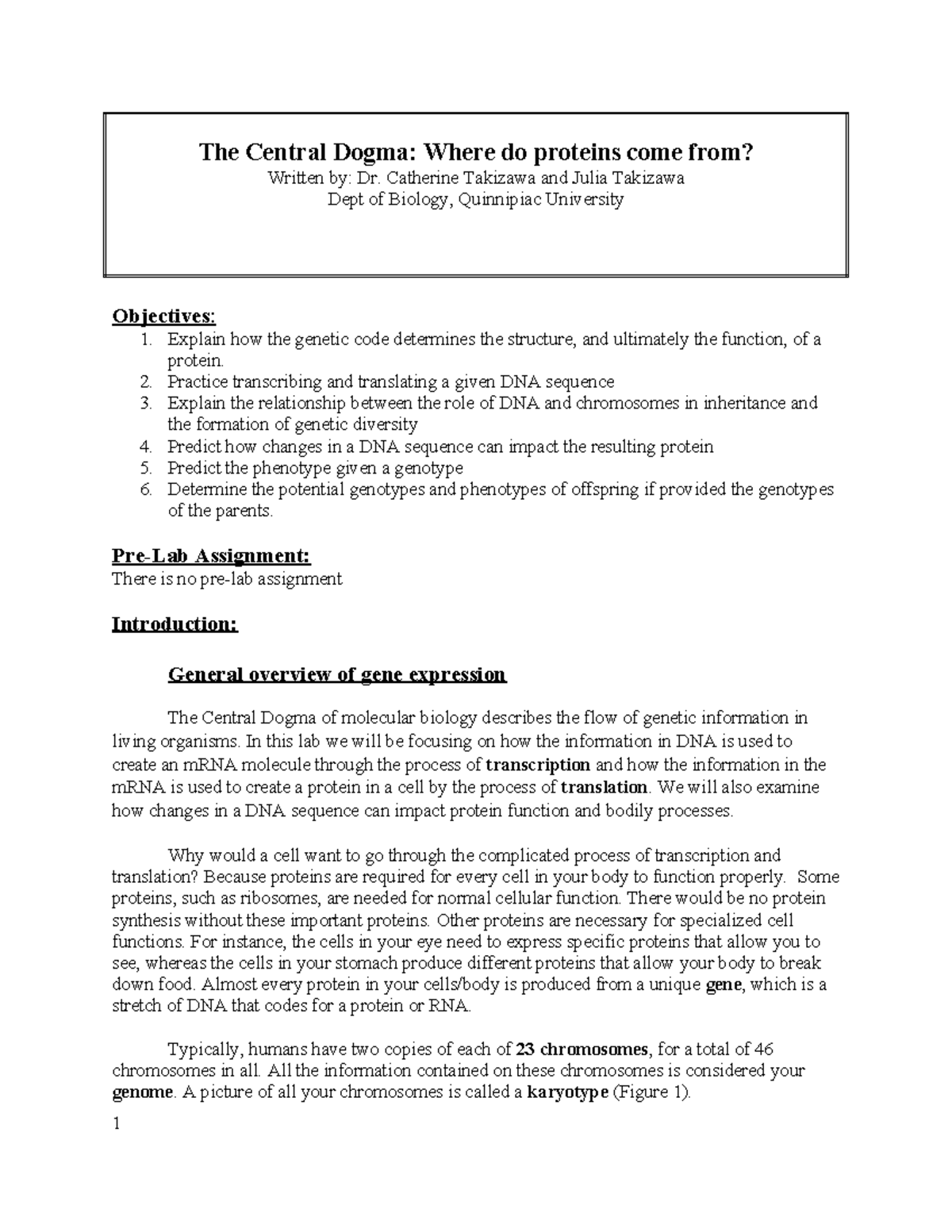 101L Central Dogma Lab Activity FA24 - The Central Dogma: Where do ...