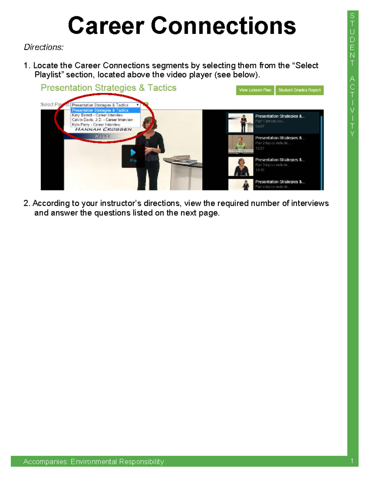 Activity - Career Connections - S T U D E N T A C T I V I T Y ...