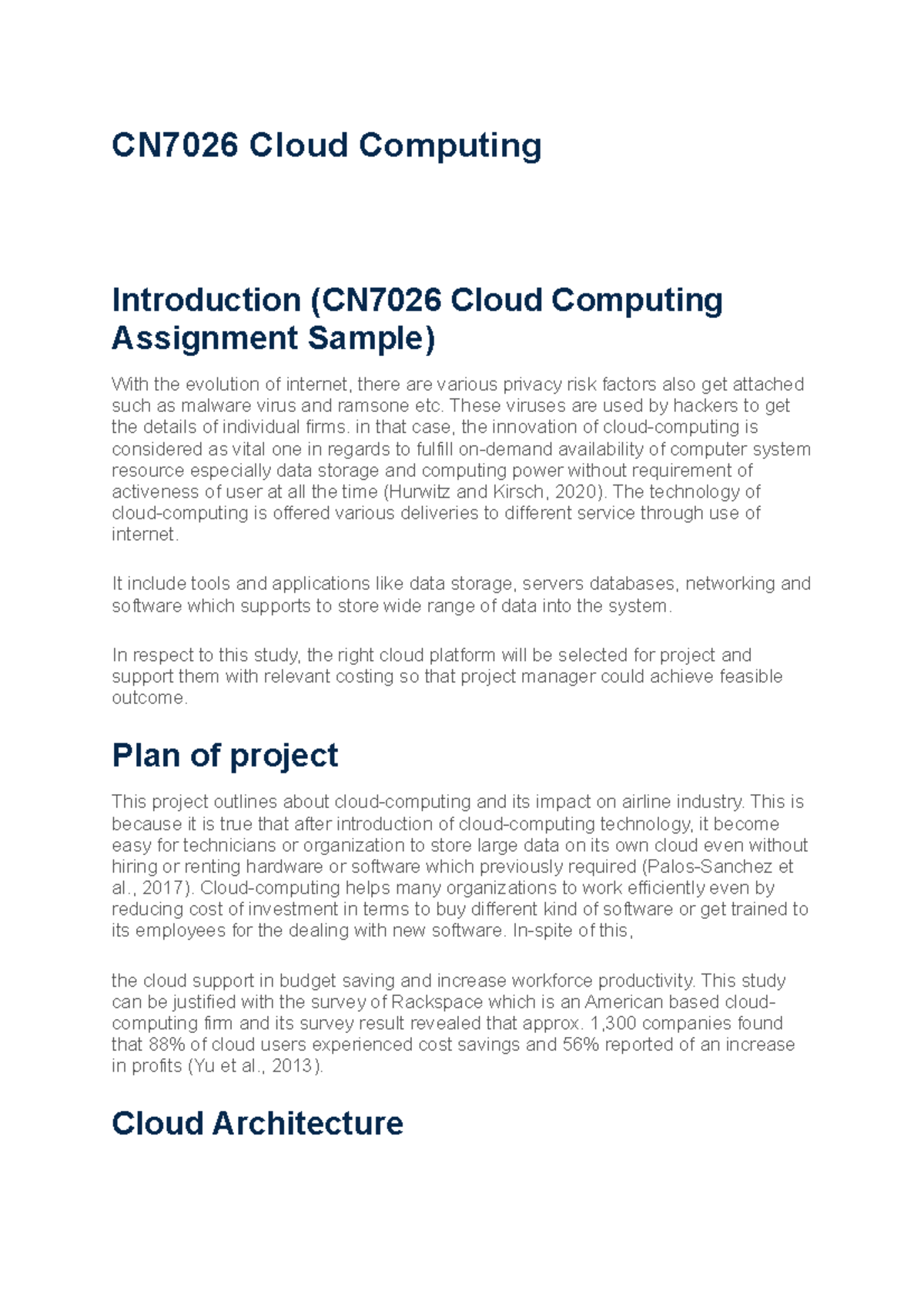 CN7026 Cloud Computing - CN7026 Cloud Computing Introduction (CN7026 ...