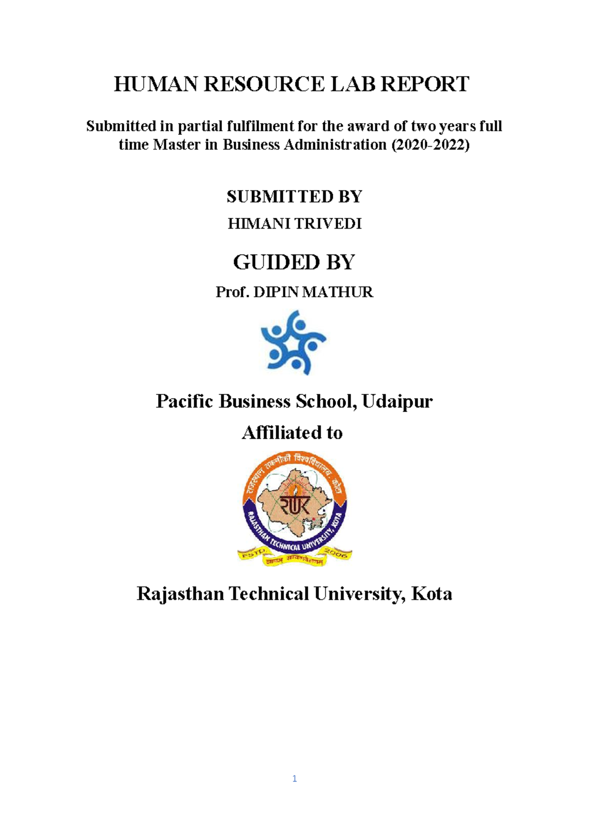 Human Resource LAB Report 2 - HUMAN RESOURCE LAB REPORT Submitted in ...