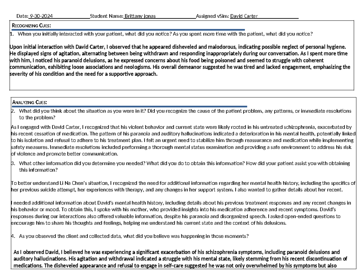 David Carter POST DOC - vsim work - Date: 9-30-2024 Student Name ...