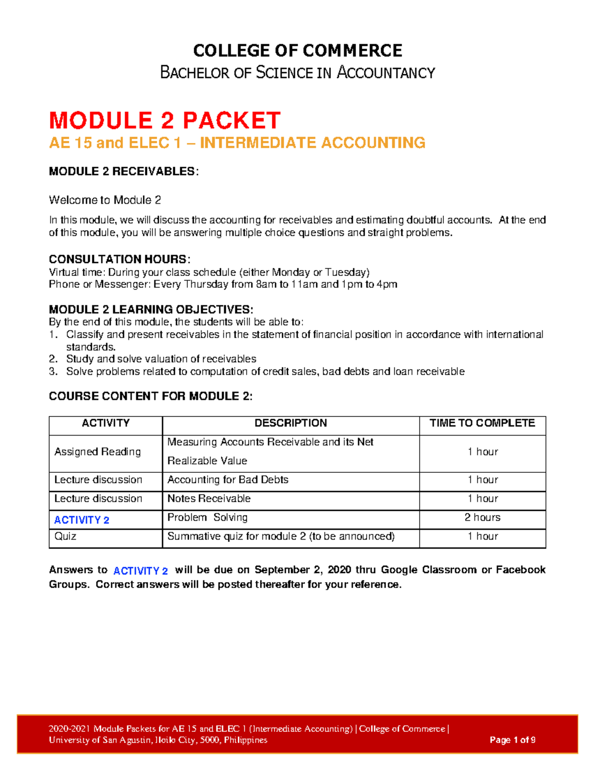 AE 15 Module 2 - BACHELOR OF SCIENCE IN ACCOUNTANCY 2020-2021 Module ...
