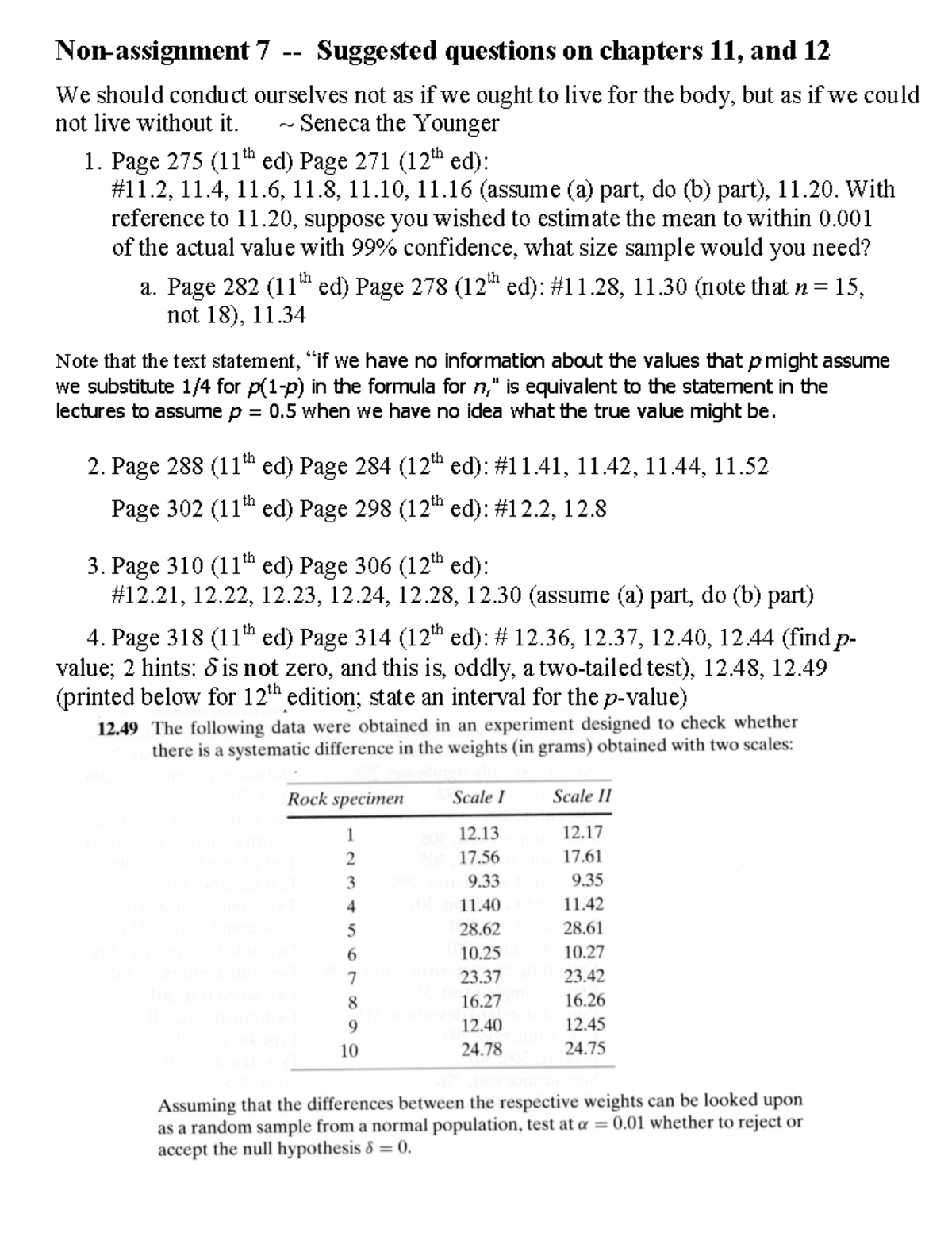 Assignment 7 - Non-assignment 7 - Suggested questions on chapters 11 ...