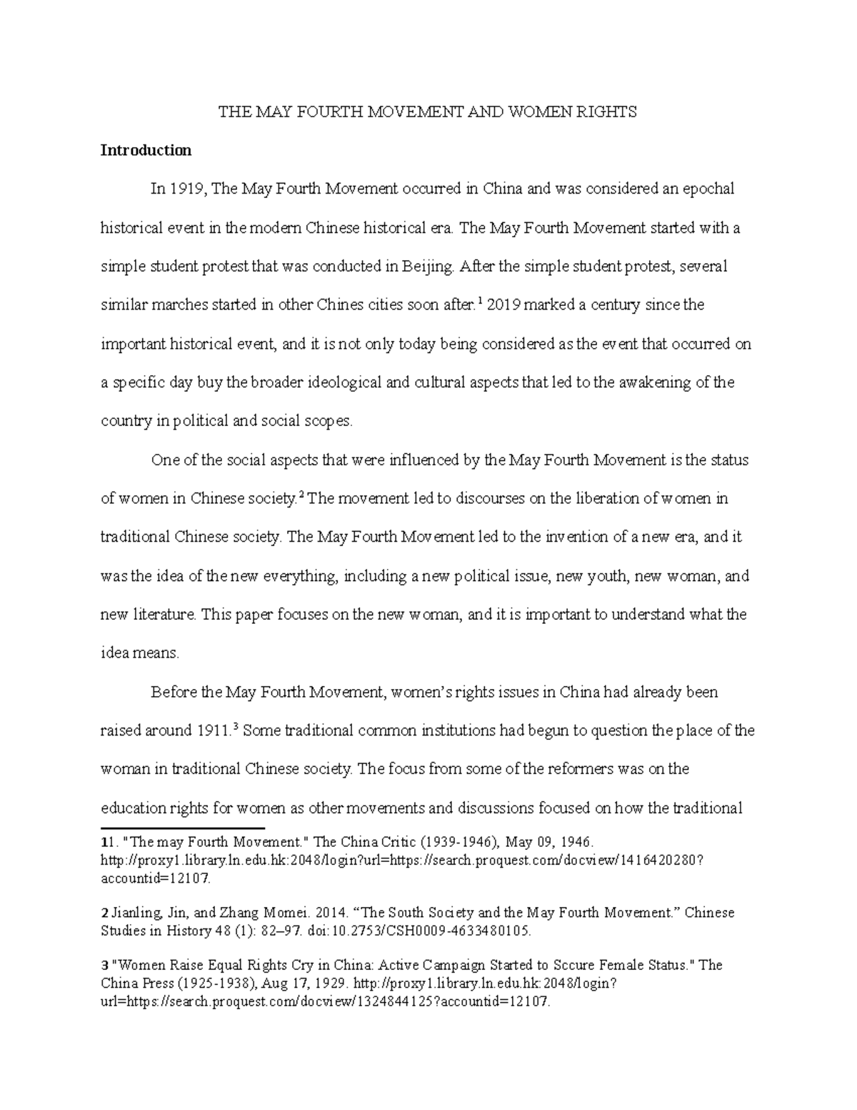 The May Fourth Movement and Women Rights revised - THE MAY FOURTH ...