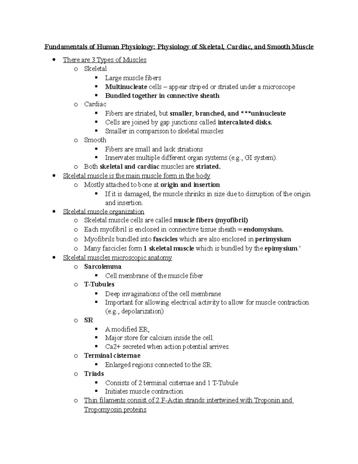 Muscle Physiology Notes - Fundamentals of Human Physiology: Physiology ...
