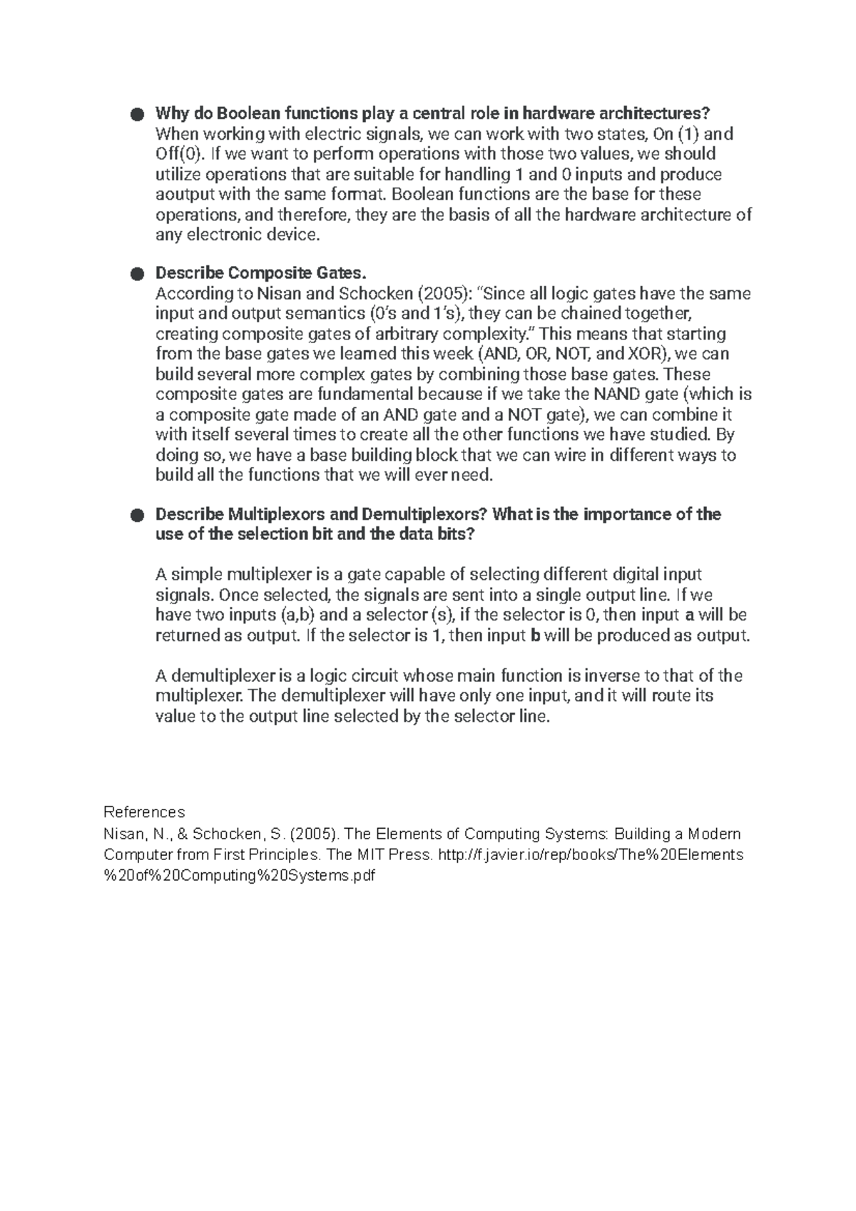 Discussion Assignment Week 1 - Why do Boolean functions play a central role in hardware - Studocu