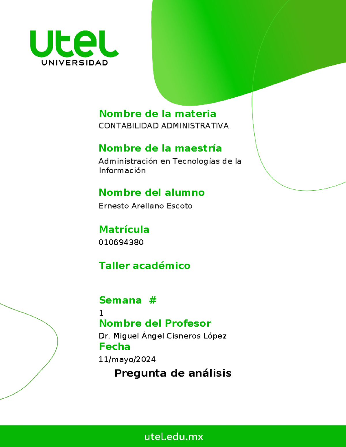 Formato Utel Plus Contabilidad Administrativa S 4 Y 5 - Nombre de la ...