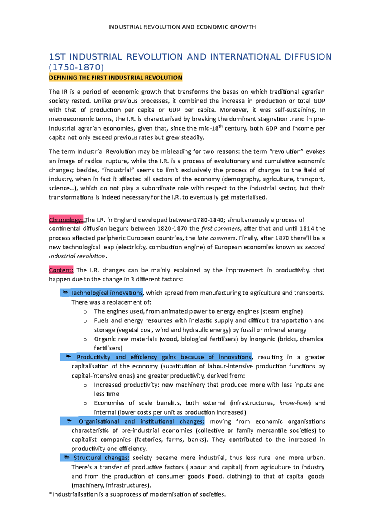 1 st industrial revolution - INDUSTRIAL REVOLUTION AND ECONOMIC GROWTH ...