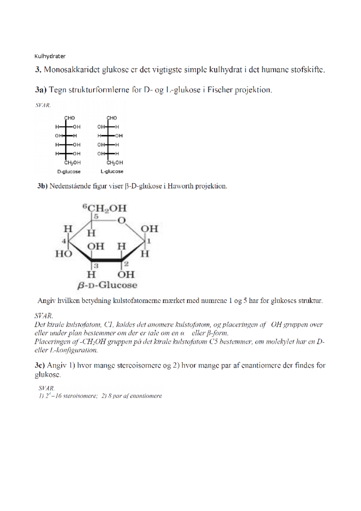Kulhydrater - Kursus i basal humanbiologi og cellens kemiske ...