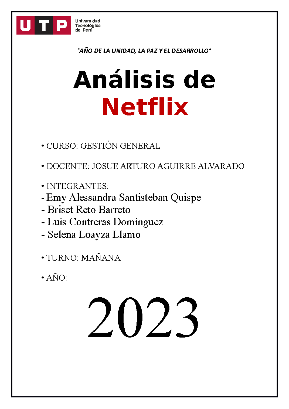 TA3 Netflix - SAQUE 20 - “AÑO DE LA UNIDAD, LA PAZ Y EL DESARROLLO ...