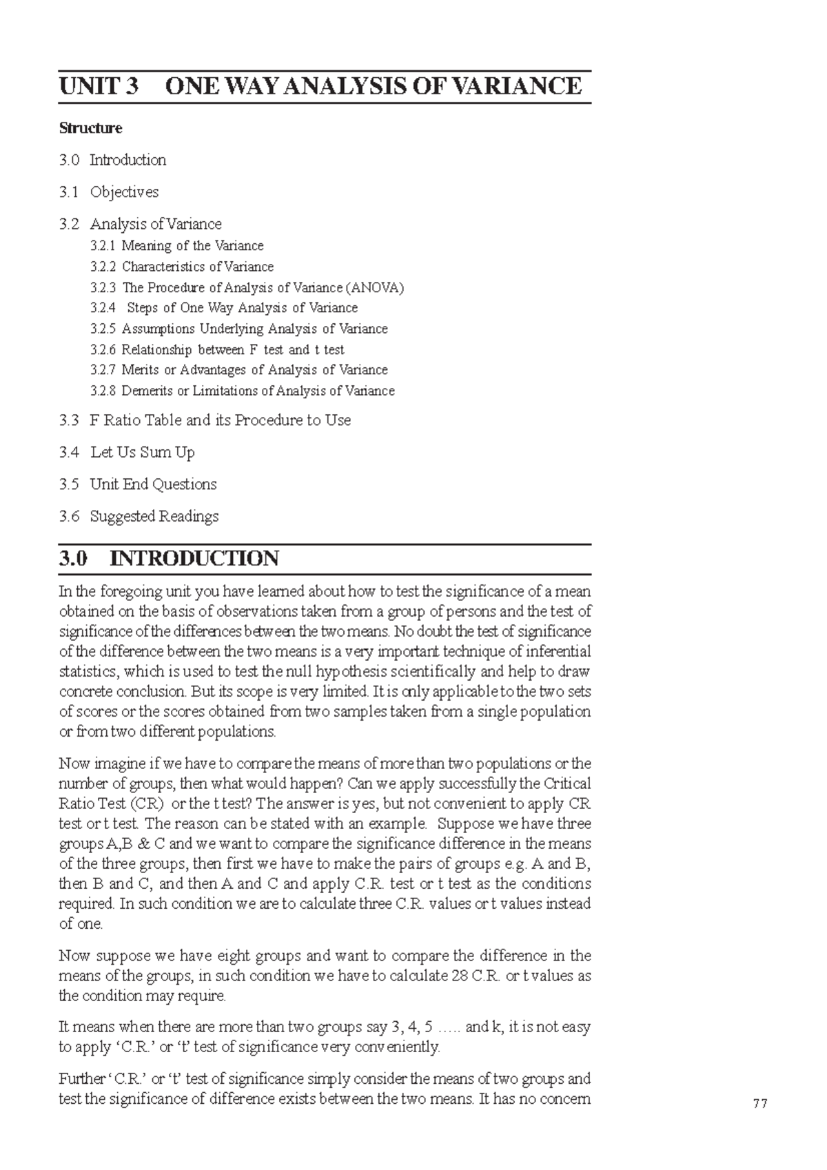 2.3 One way Anova statistics in psychology - UNIT 3 ONE WAY ANALYSIS OF ...
