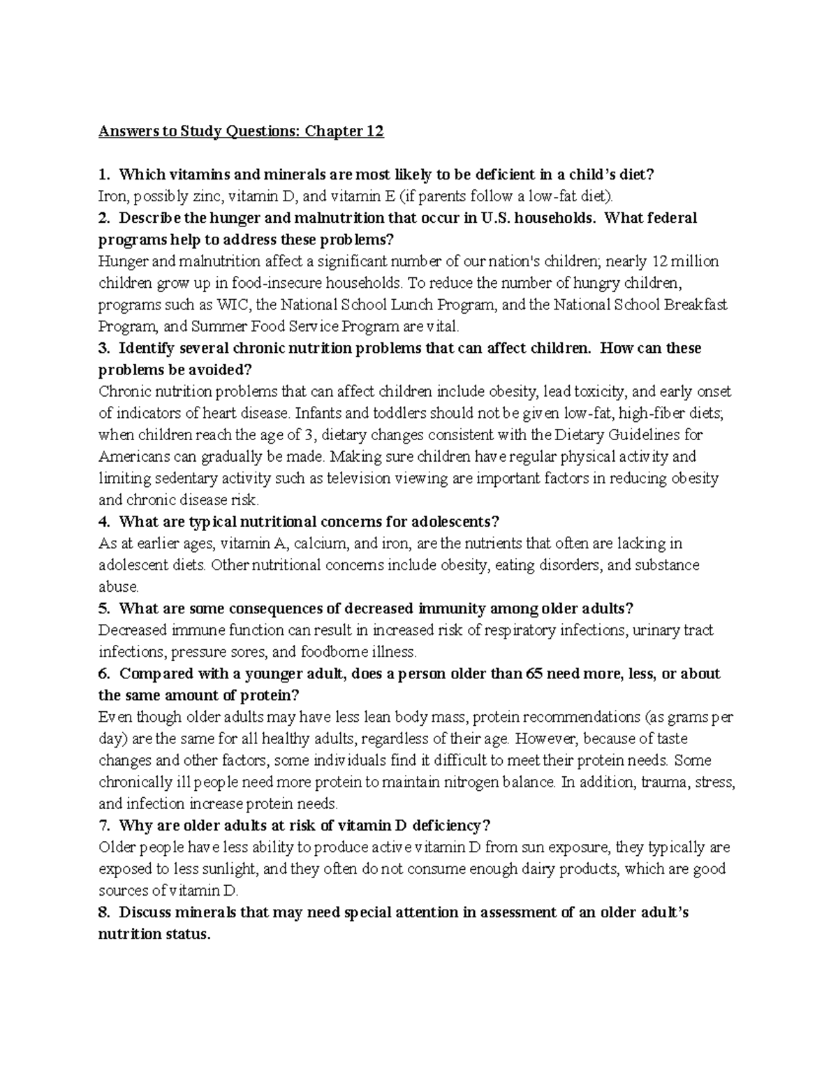 KEY Study Questions. C 12 - Answers to Study Questions: Chapter 12 1 ...