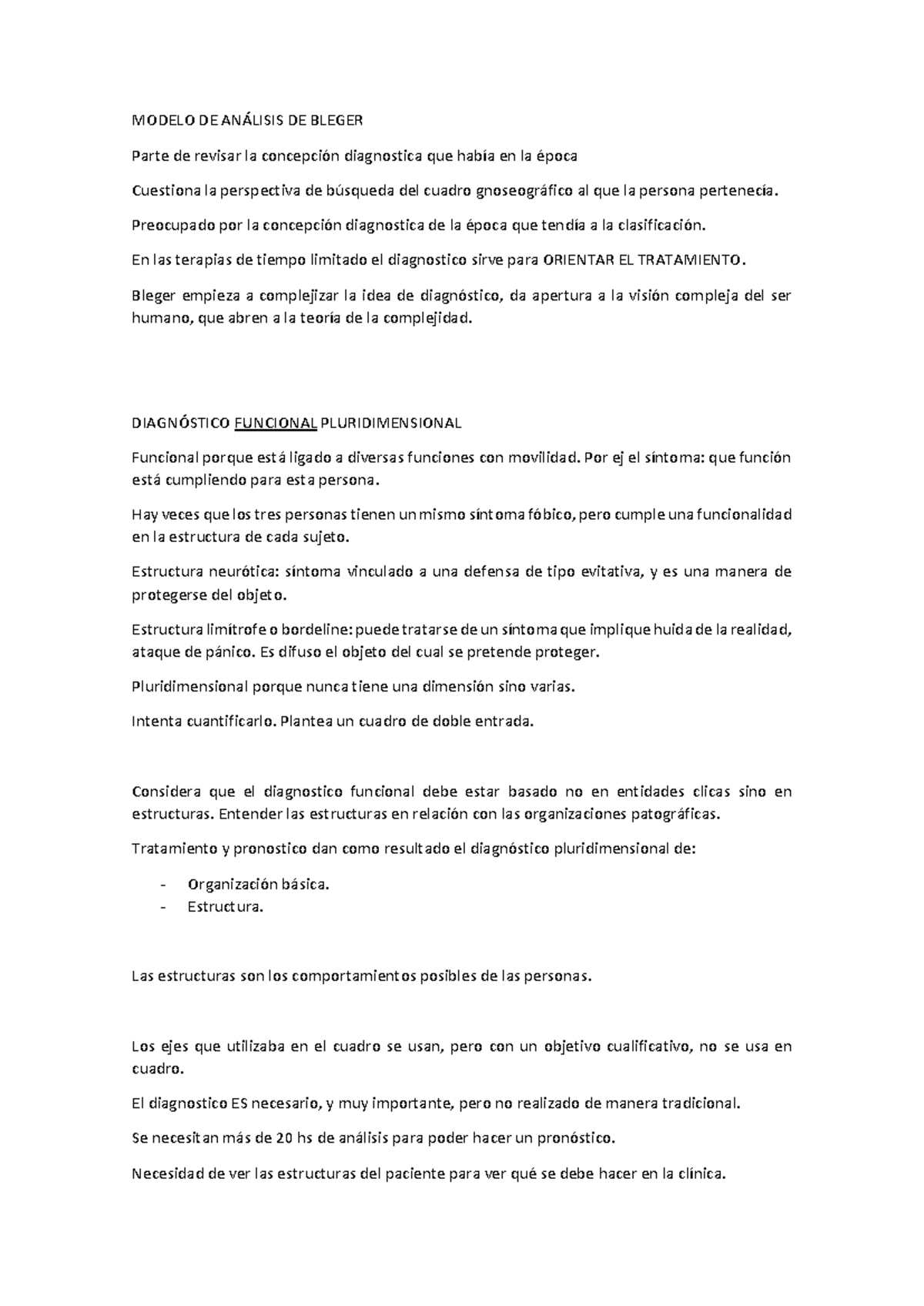 Modelo DE Análisis DE Bleger - MODELO DE ANÁLISIS DE BLEGER Parte de ...