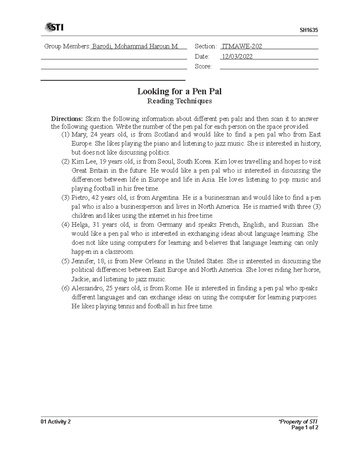 Activity 2 Reading Techniques(2)-converted - SH 01 Activity 2 *Property ...
